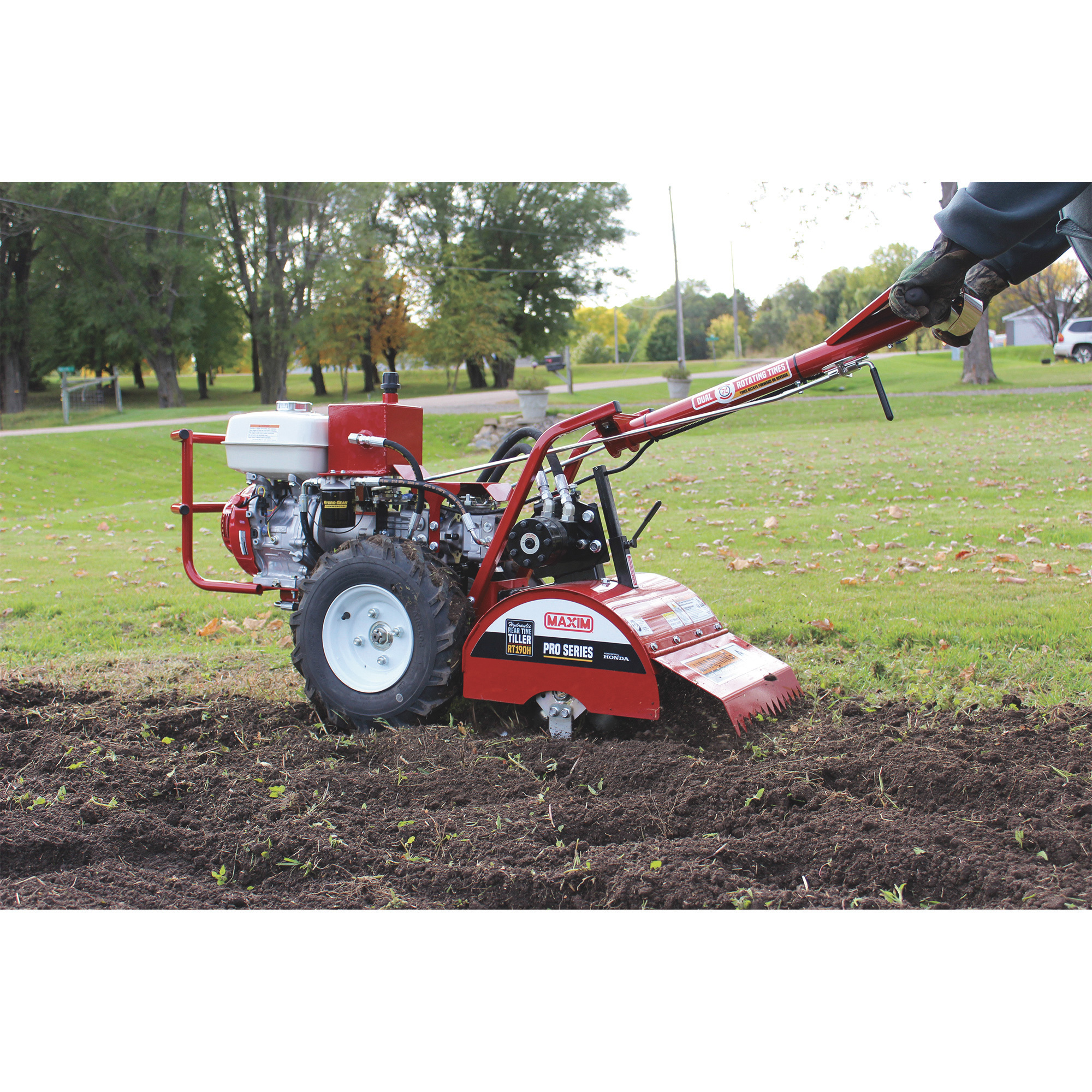 Maxim Dual-Direction Rear Tine Tiller, 18in. Working Width, 270cc Honda ...
