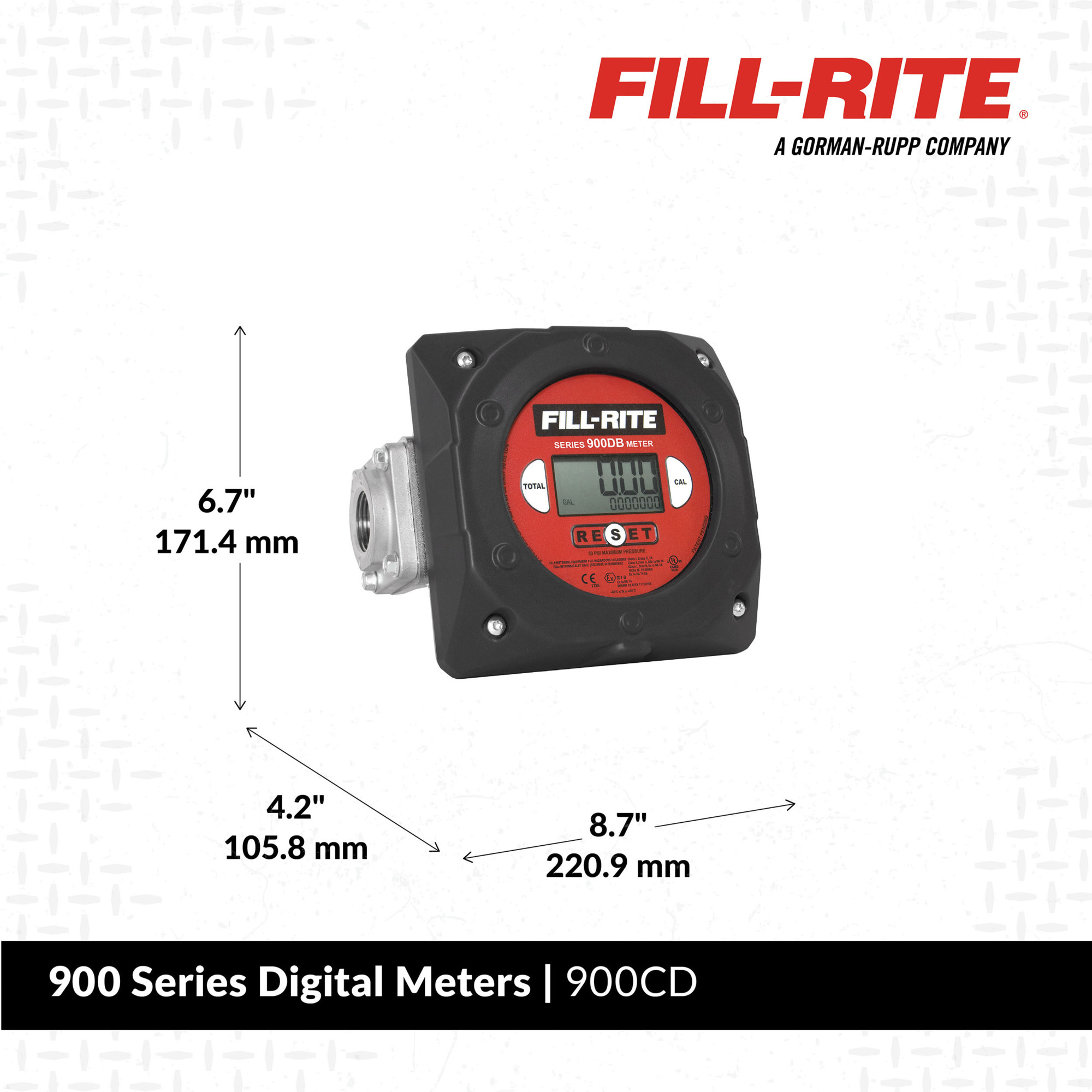 Fill-Rite Digital Fuel Flow Meter, 1in. NPT Inlet/Outlet, 6 to 40 GPM ...