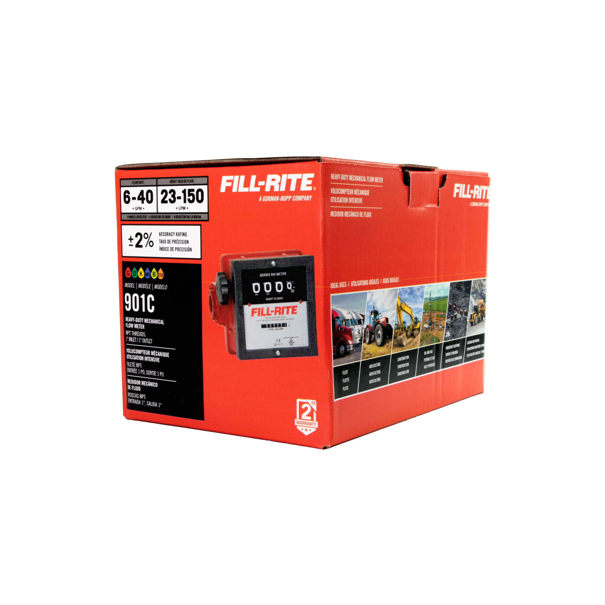 Fill-Rite Mechanical Fuel Flow Meter, 1in. Inlet/Outlet, 6 to 40 GPM ...