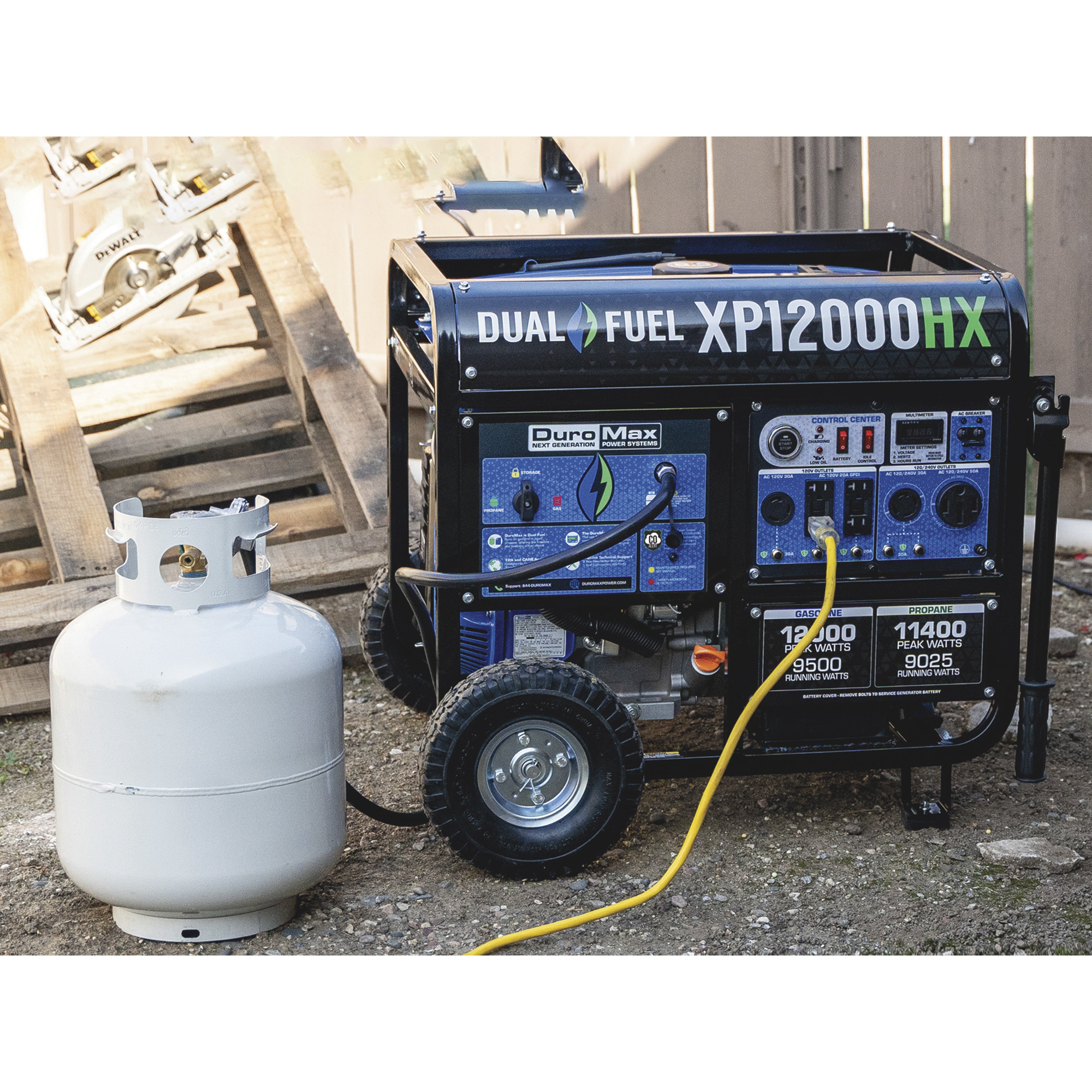 DuroMax Portable Dual Fuel Generator with CO Alert, 12,000 Surge Watts ...