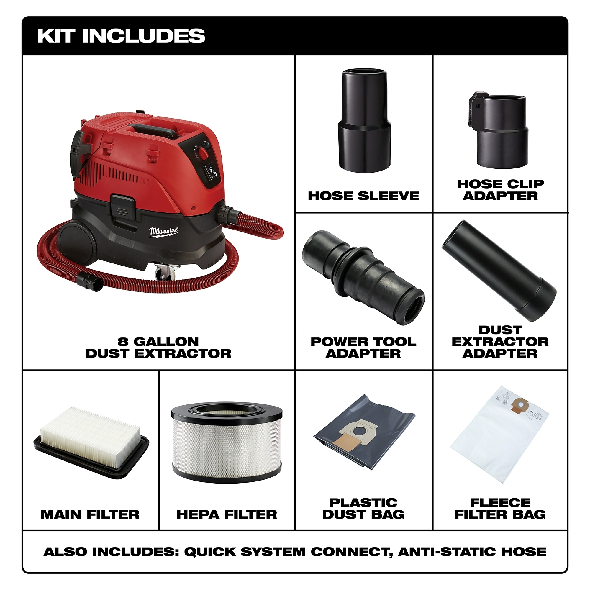 Milwaukee 8-Gallon Dust Extractor, Model# 8960-20 | Northern Tool