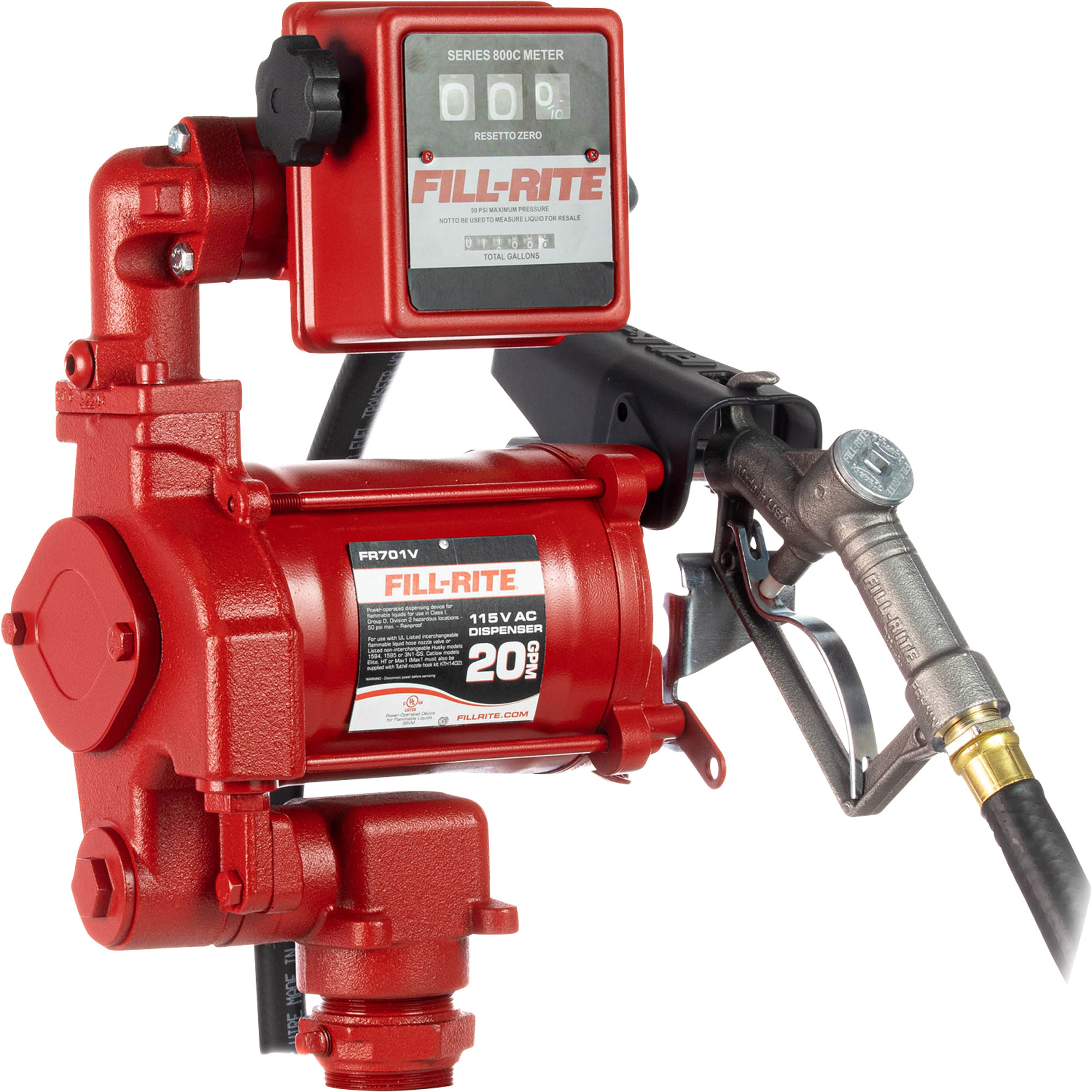 Fill-Rite Fuel Transfer Pump with Meter, 20 GPM, 115V AC, Model# FR701V ...