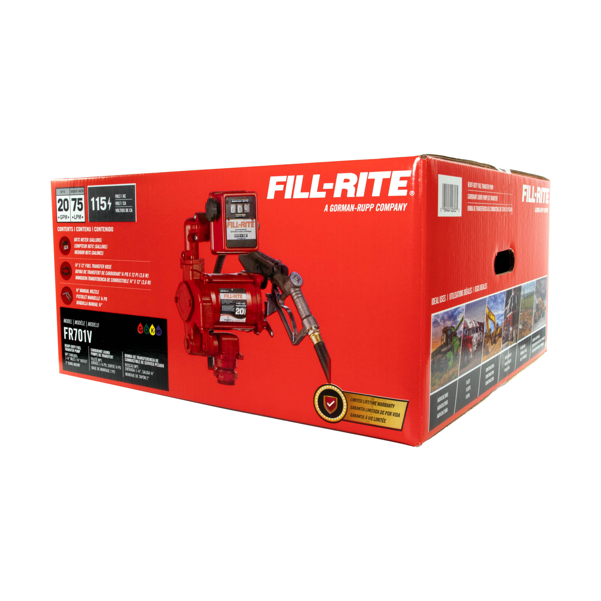 Fill-Rite Fuel Transfer Pump with Meter, 20 GPM, 115V AC, Model# FR701V ...