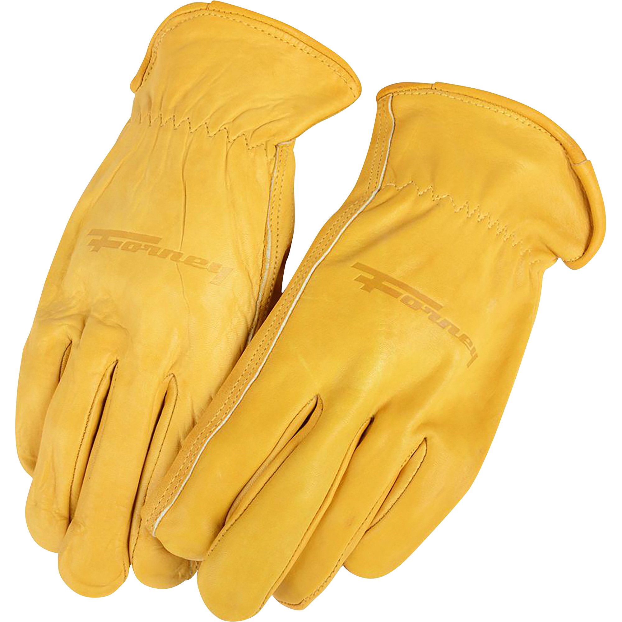 Forney Premium Leather Driver Work Gloves — Large, Yellow, Pair Model ...