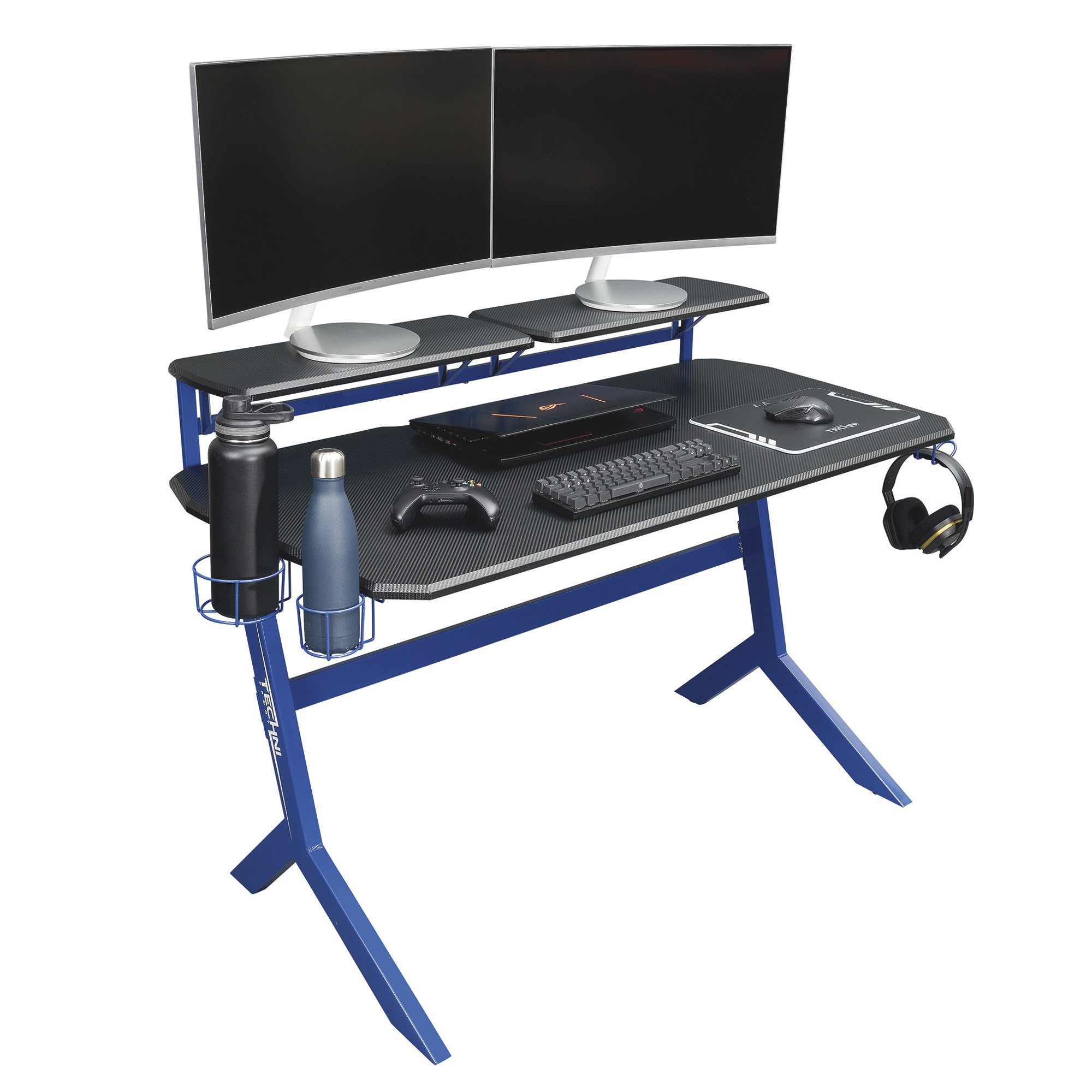 TechniSport Blue Stryker Computer Gaming Desk — Blue, 25 1/4in.L x 42 3 ...