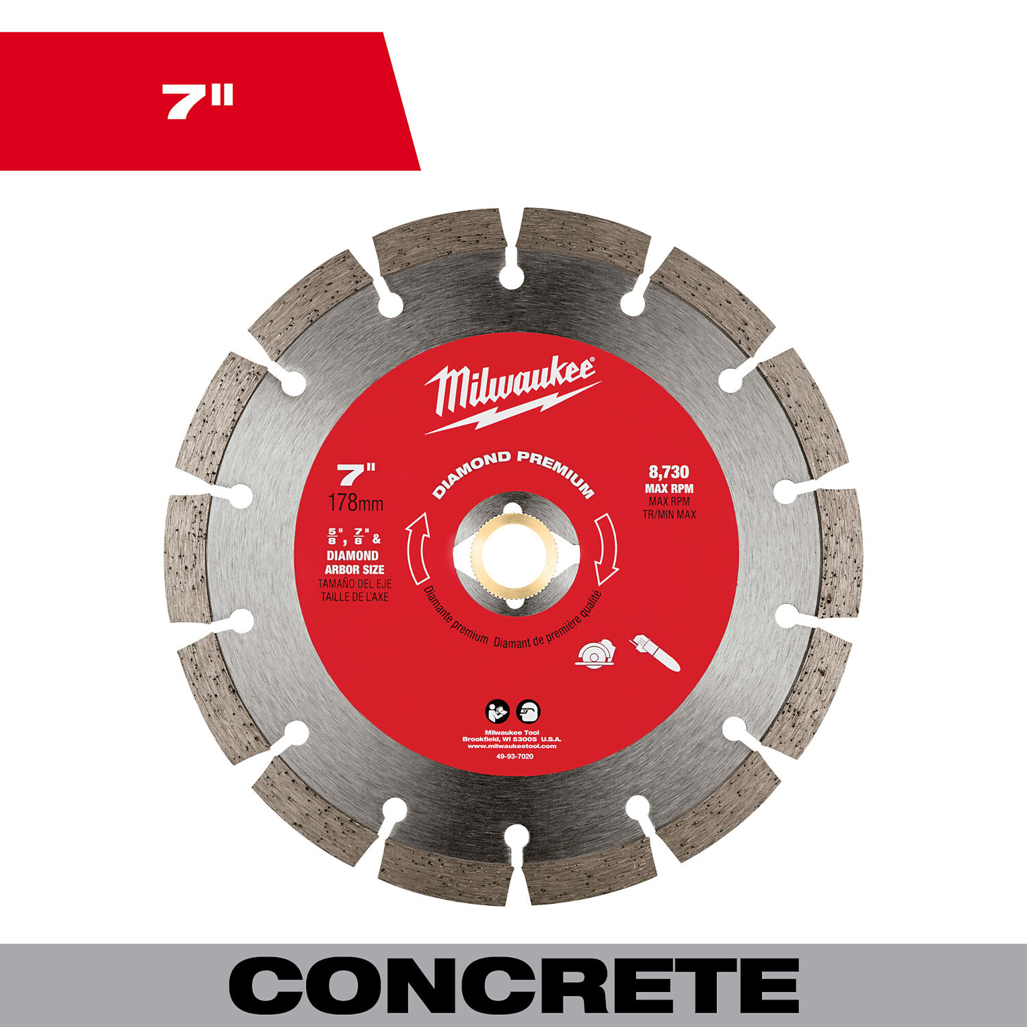 Milwaukee 7in. Diamond Premium Segmented Blade, Model# 49-93-7020 ...