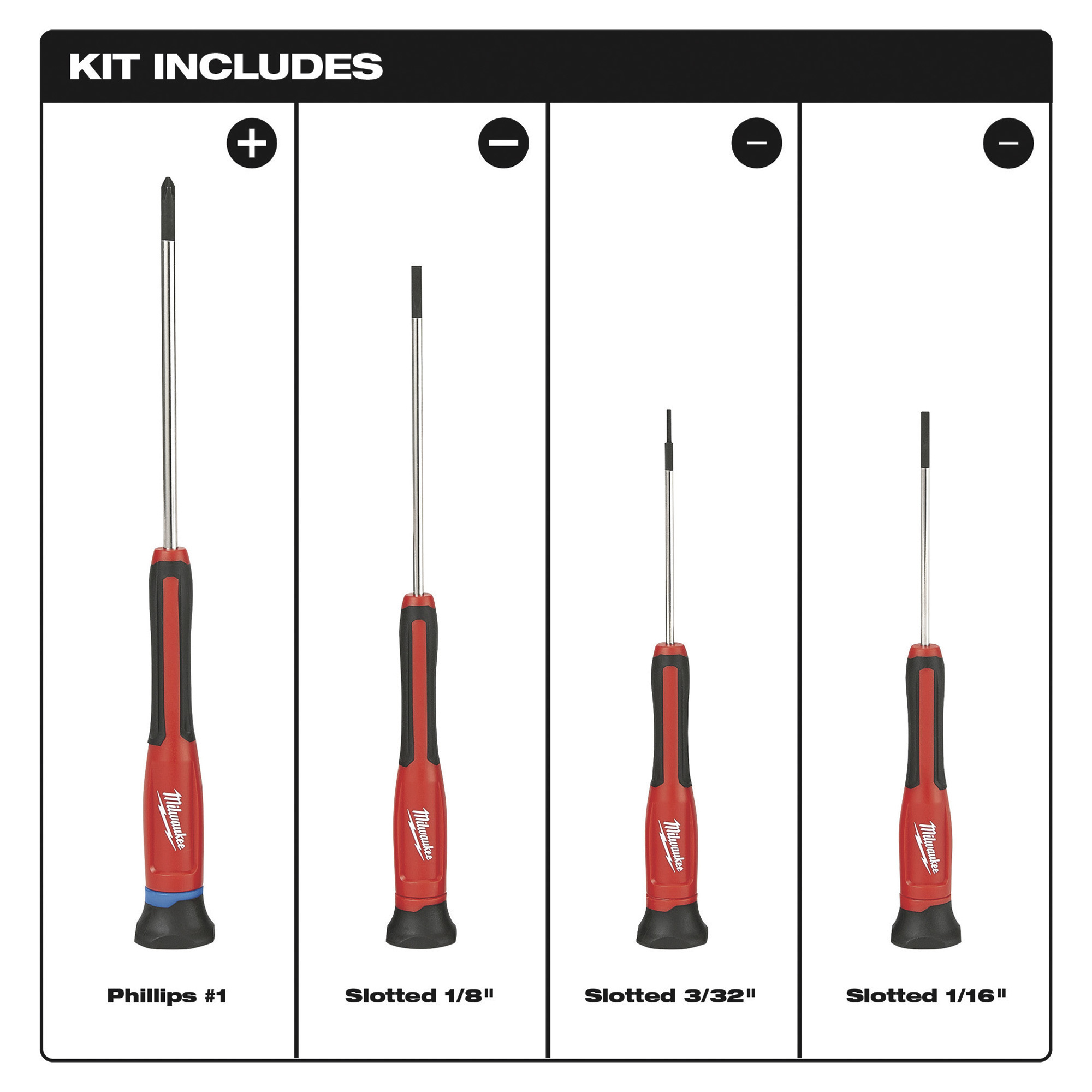 Milwaukee Precision Screwdriver Set, 4-Pc., Model# 48-22-2604 ...