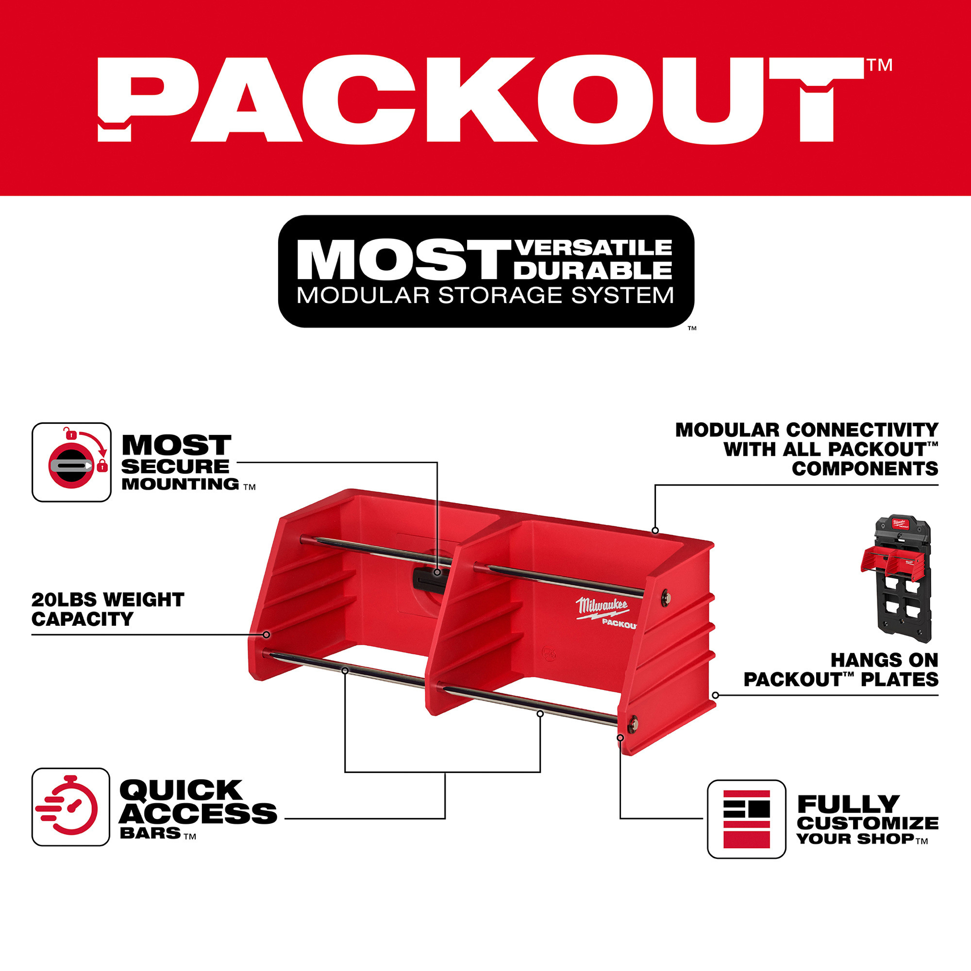 Milwaukee PACKOUT Tool Rack, Model# 48-22-8340 | Northern Tool