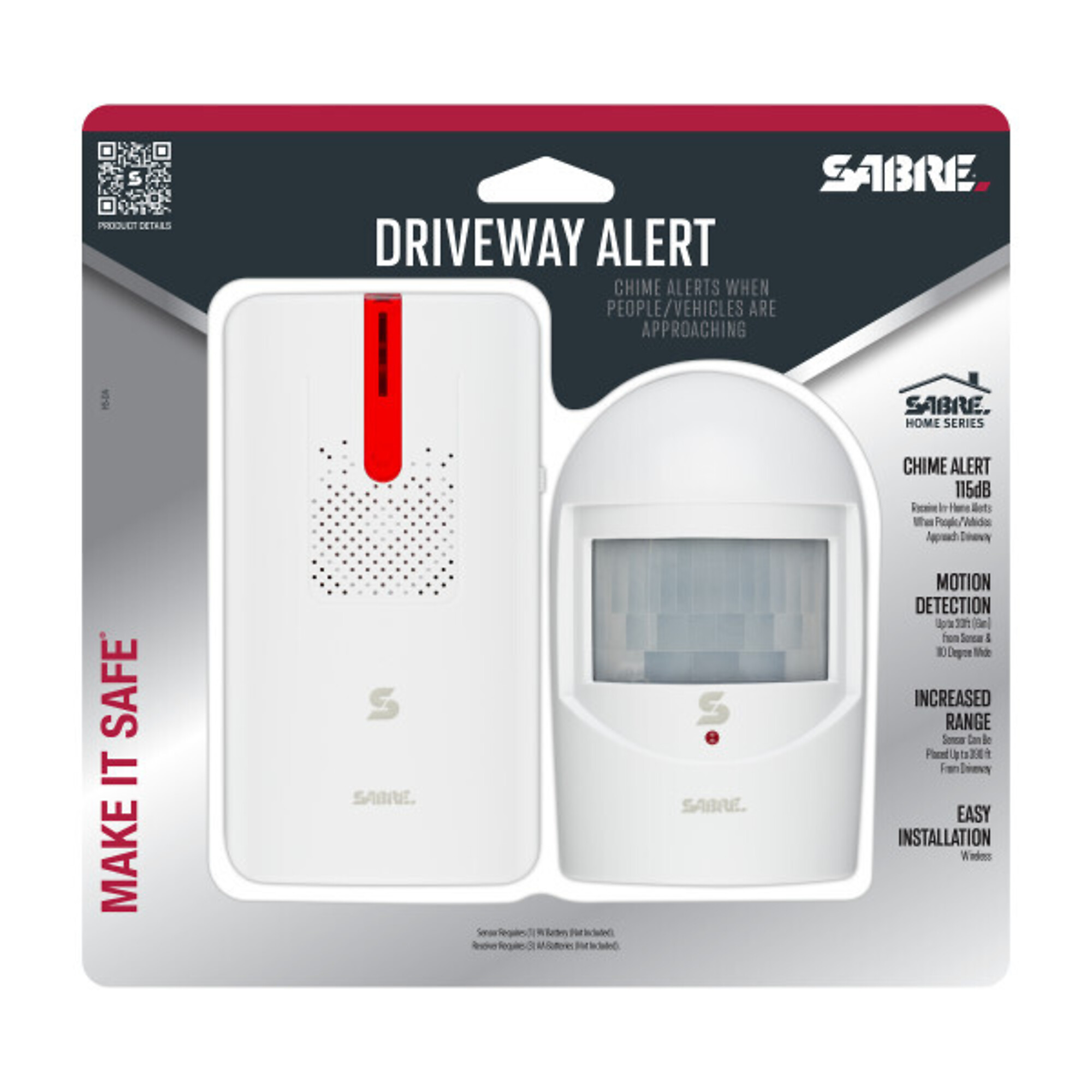 Sabre Driveway Alert - 115dB Chime, 20ft. Detection, 390ft. Range ...