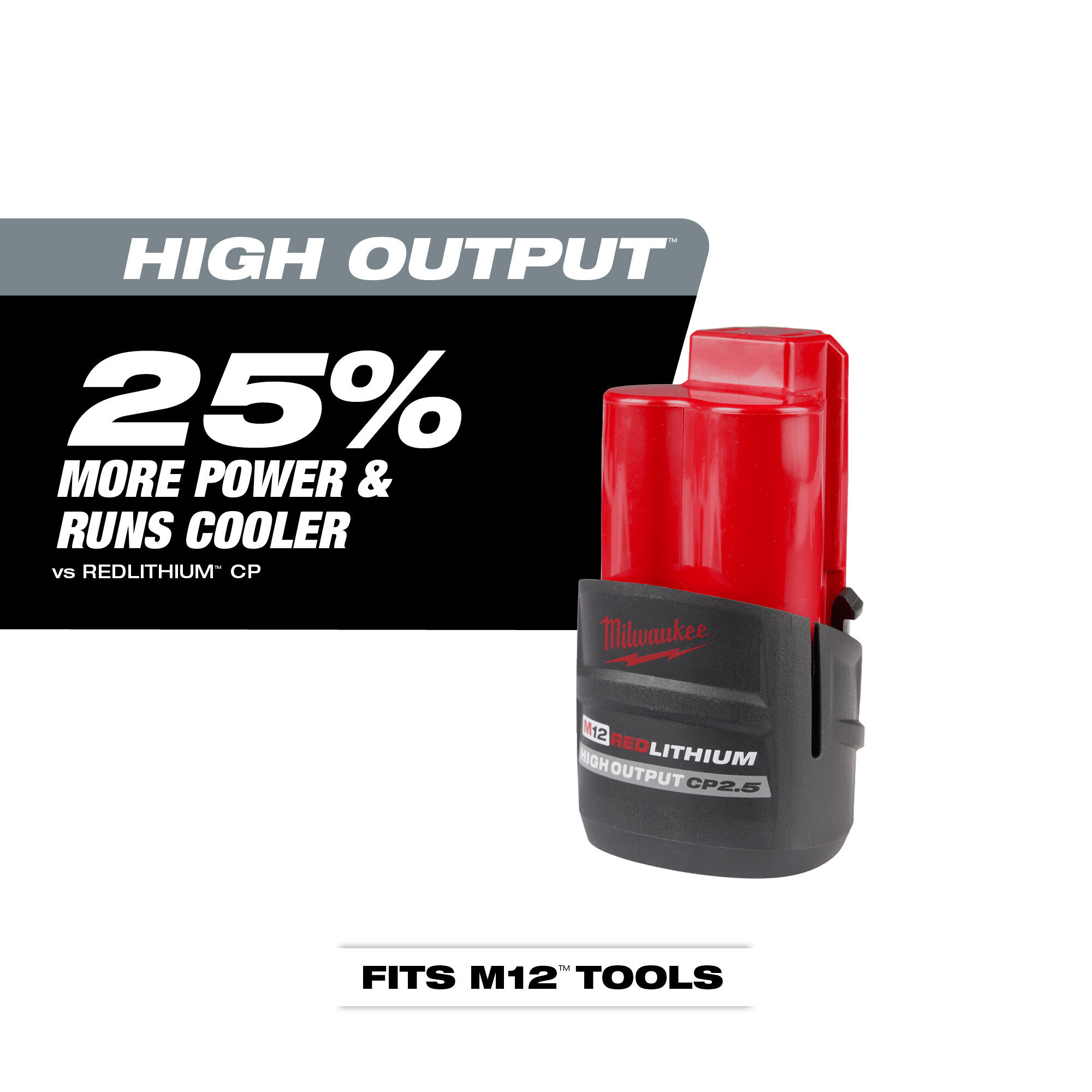 Milwaukee® M12 REDLITHIUM(tm) HIGH OUTPUT(tm) CP2.5 Battery, Model# 48 ...