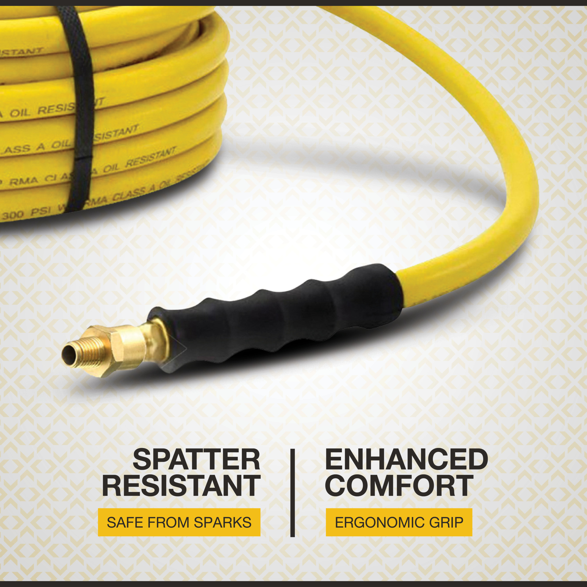 Klutch Oil-Resistant Rubber Air Hose, 1/2in. x 100ft., with 1/2in.-3 ...