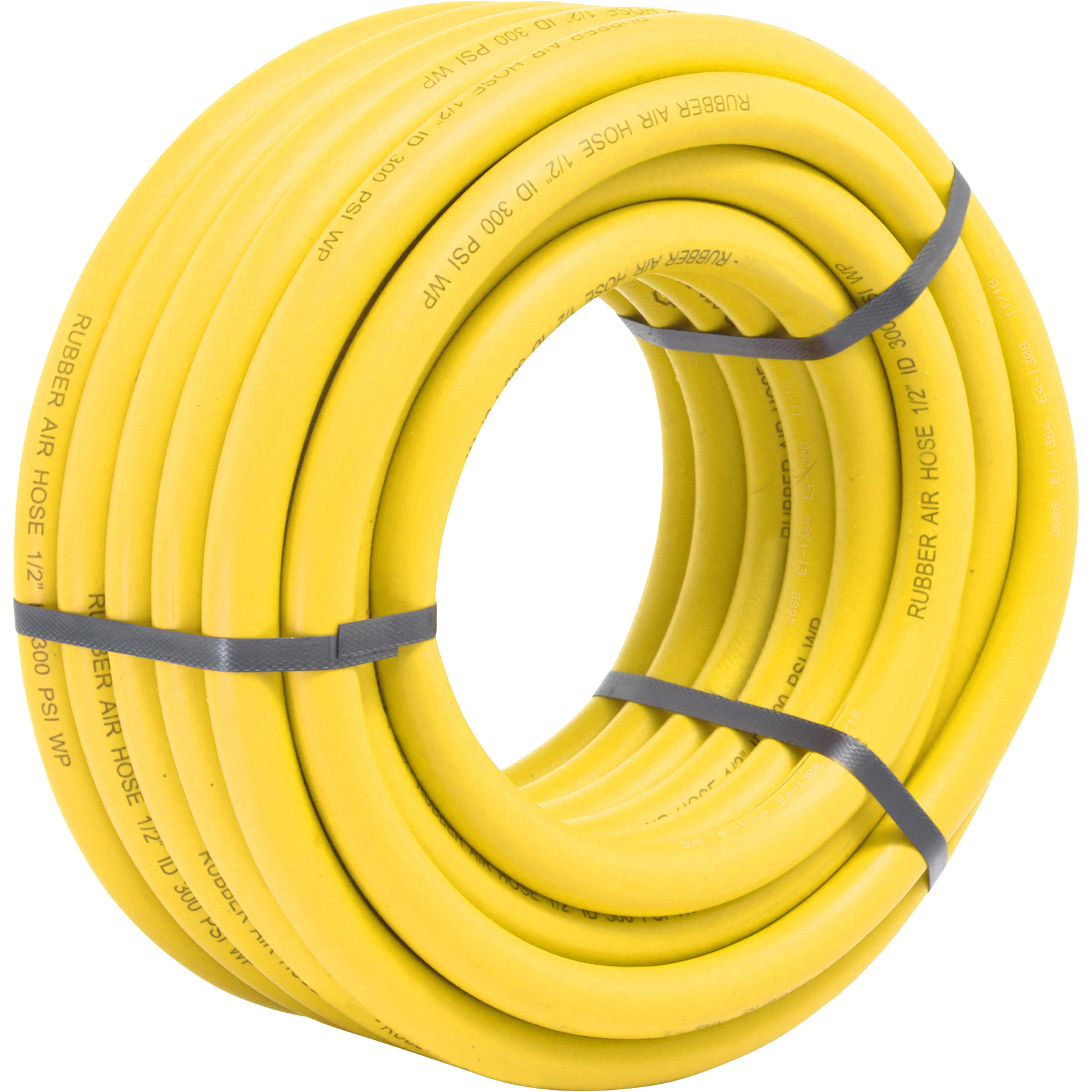 Klutch Oil-Resistant Rubber Air Hose, 1/2in. x 100ft., with 1/2in.-3 ...