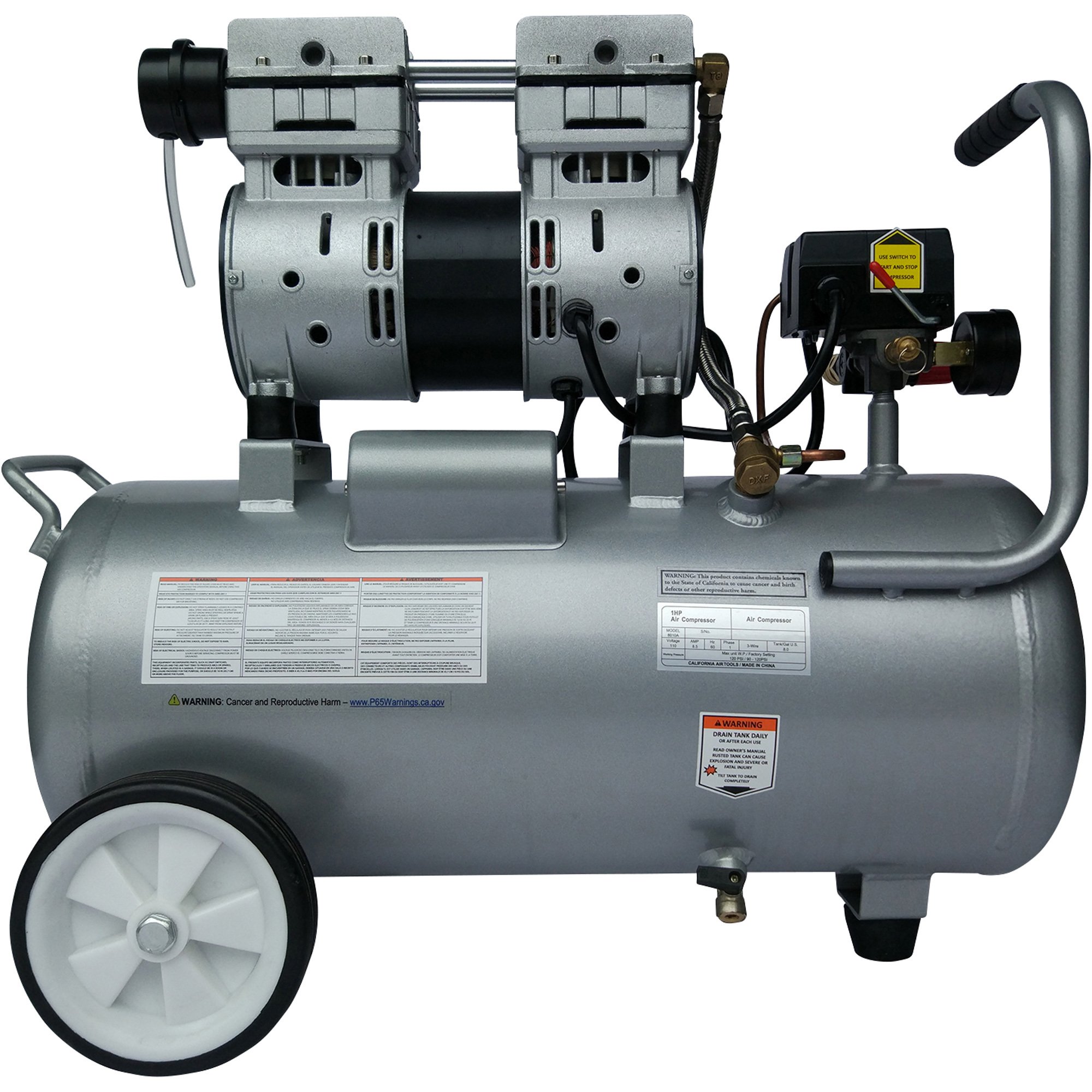 California Air Tools Ultra-Quiet Portable Air Compressor — 1 HP, 8 ...