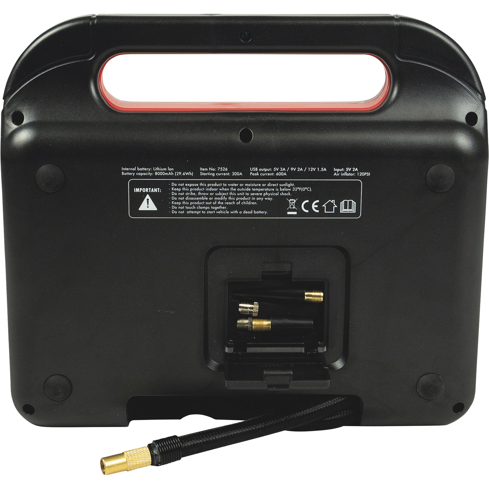 Wagan iOnBoost V8 Air Rechargeable Jump Starter, 600 Peak Amps, Air ...