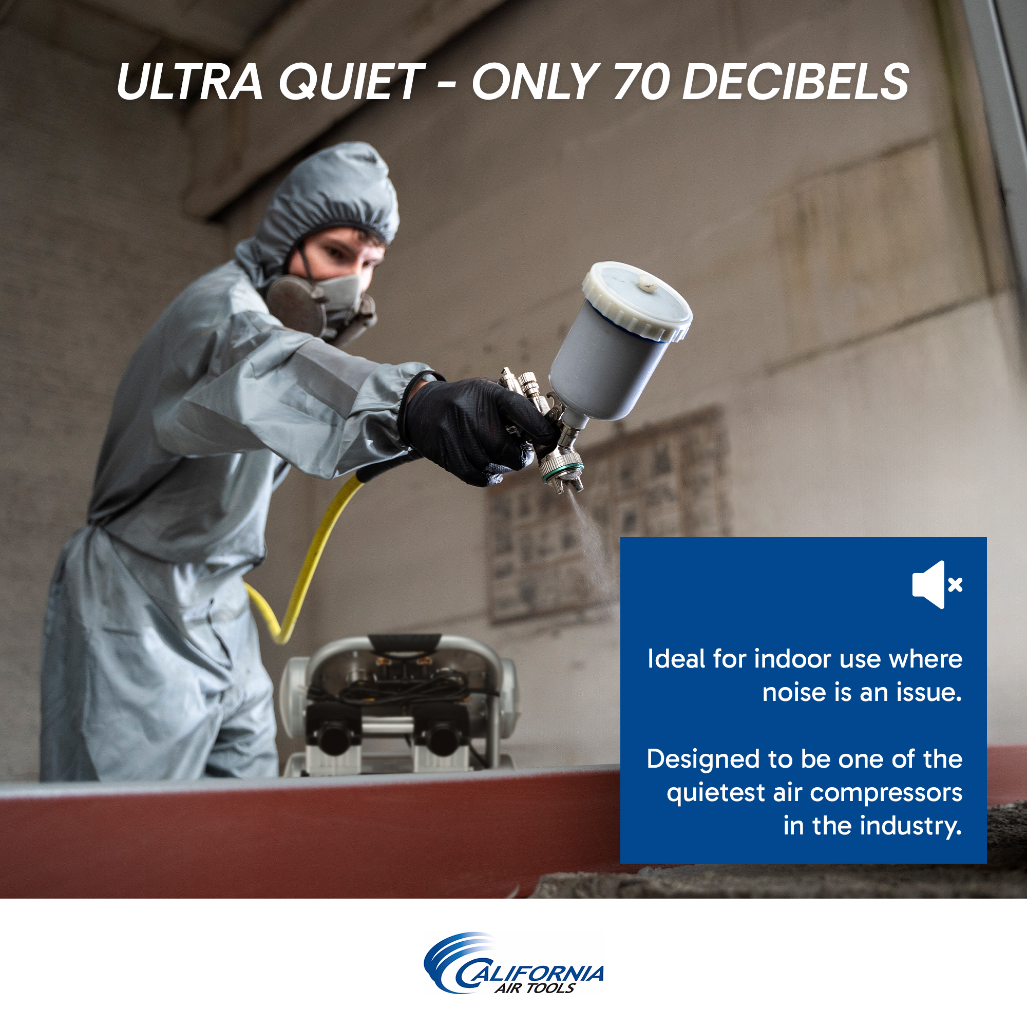 California Air Tools Ultra-Quiet Oil-Free Air Compressor, Horizontal, 2 ...