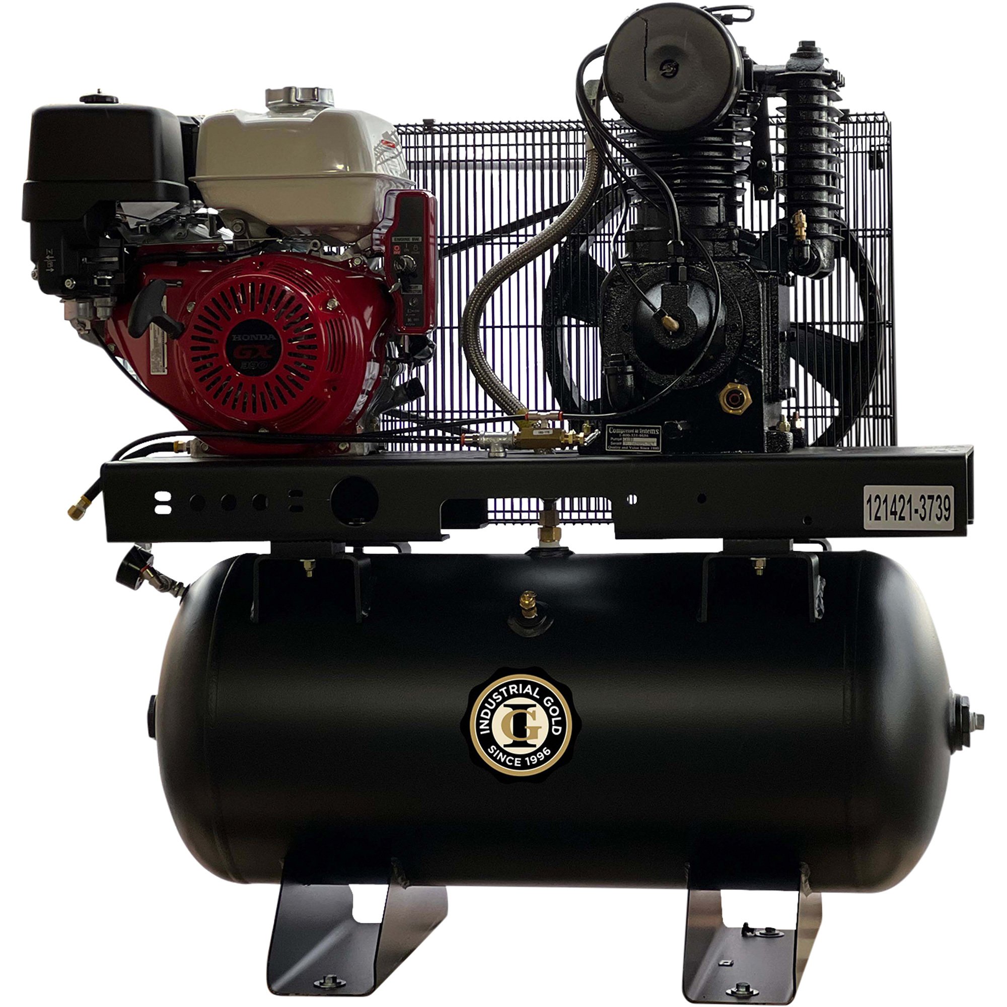 Industrial Gold Gas-Powered Air Compressor, 13 HP Honda GX390 Engine ...