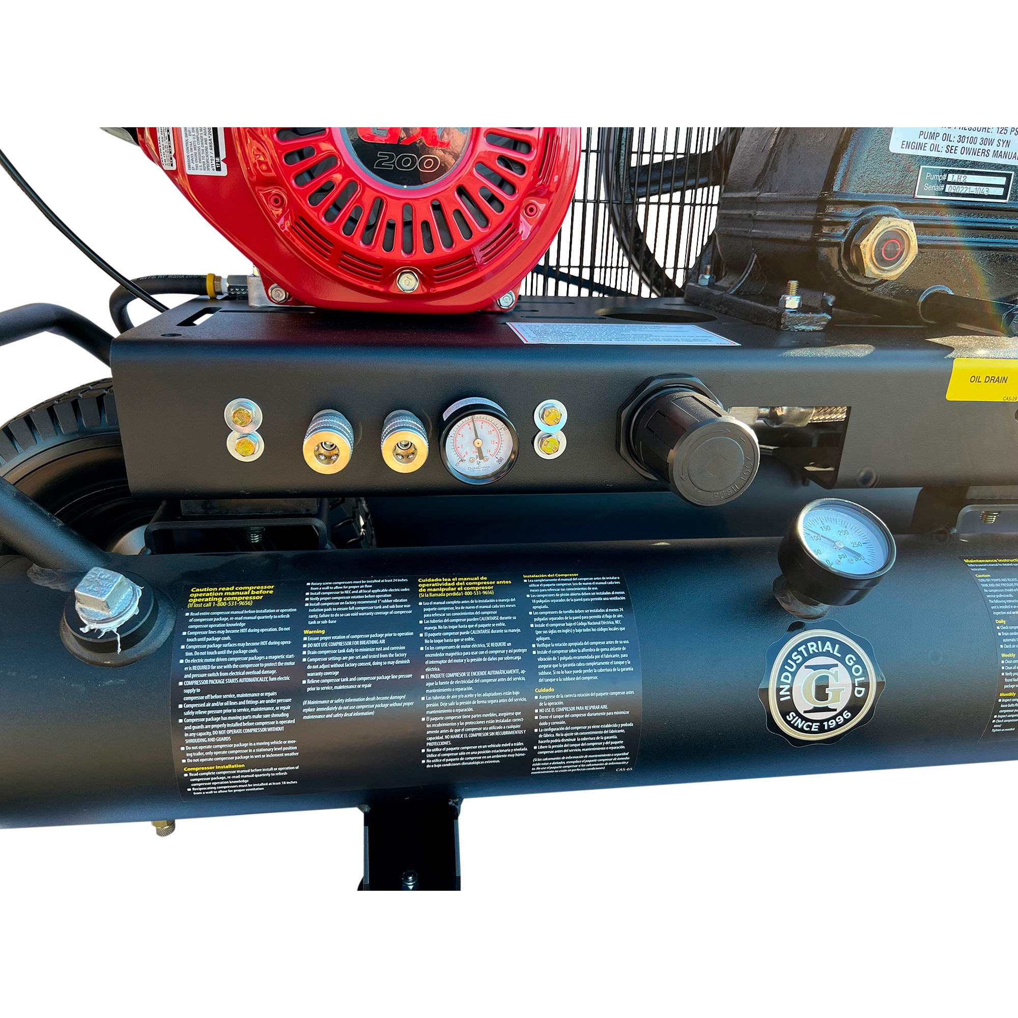 Industrial Gold Portable Gas Wheelbarrow Air Compressor, 5.5 HP Honda ...