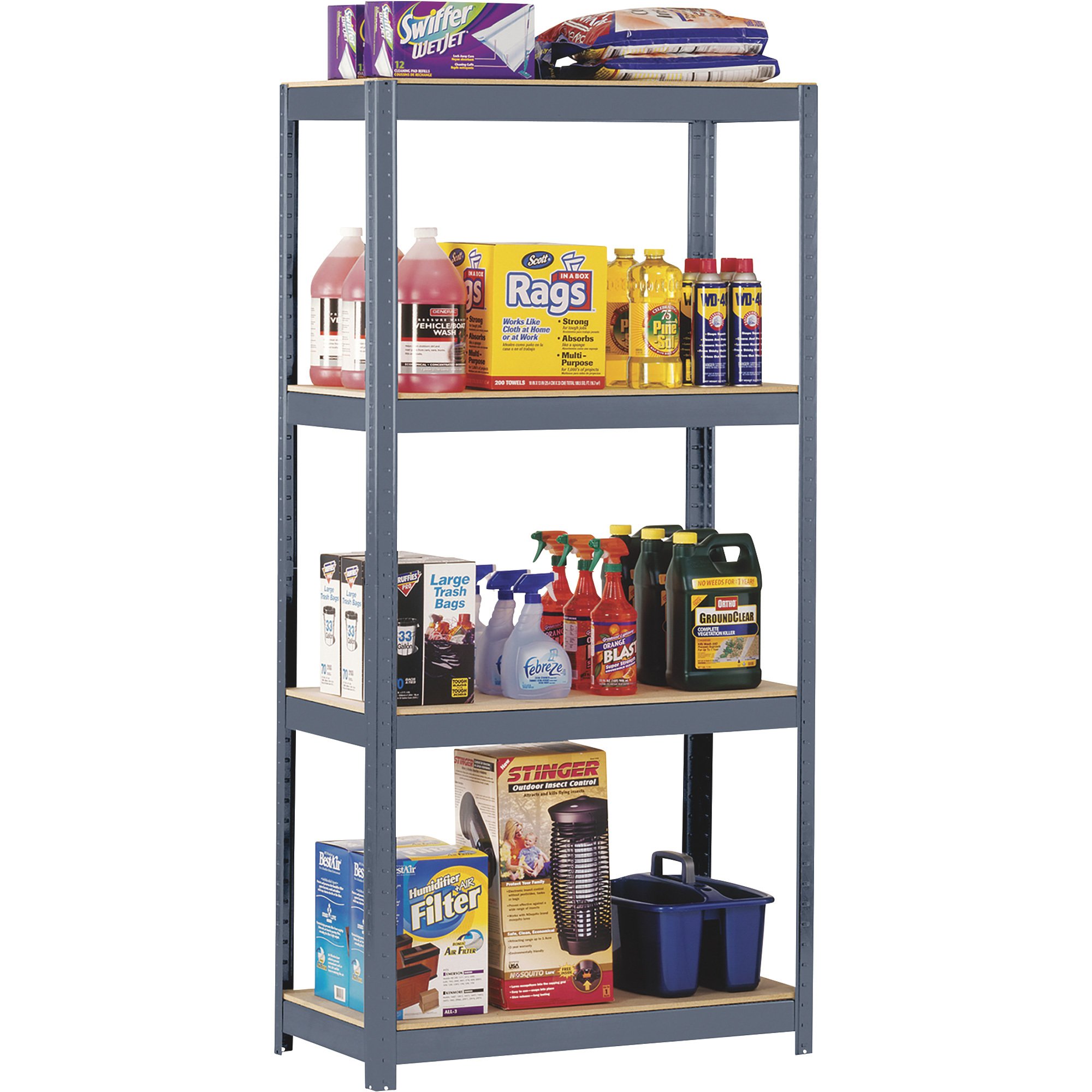 Edsal 36in.W x 16in.D x 60in.H 4-Tier Shelving Rack, Gray, Model# VR ...