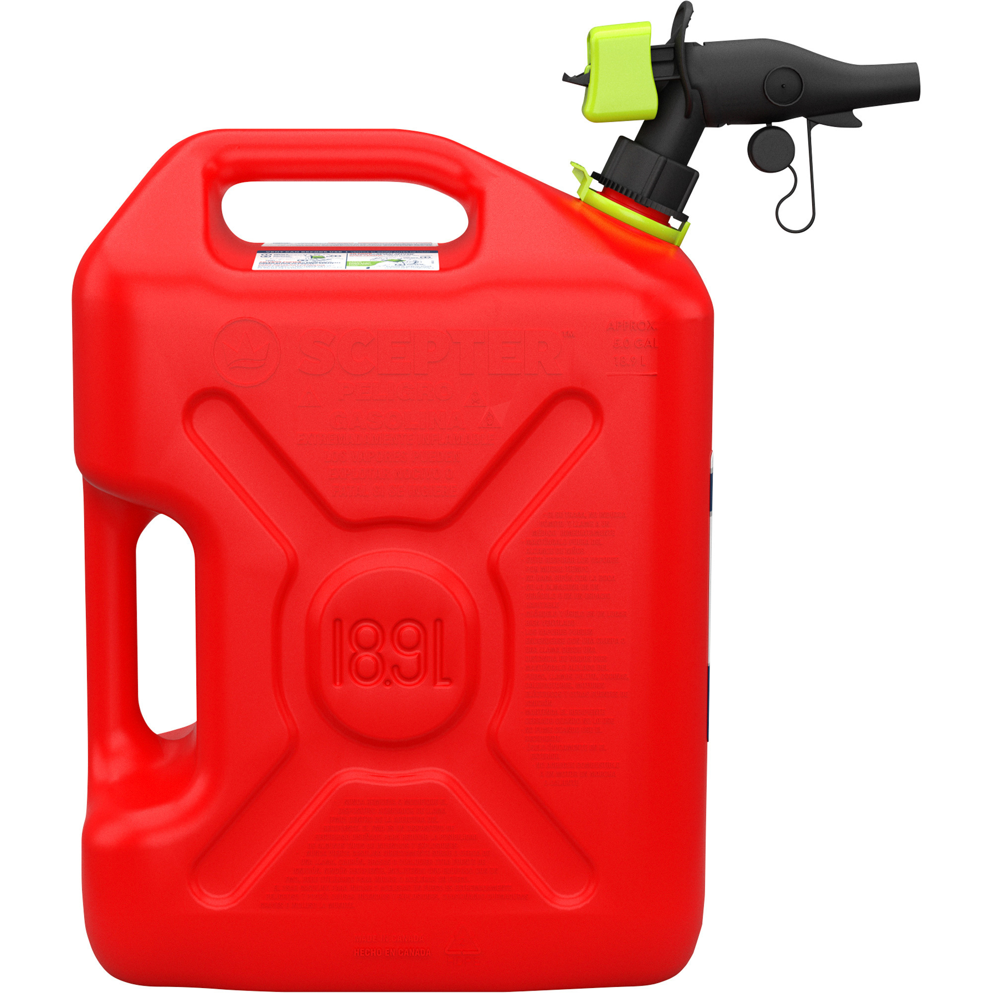 Scepter Military-Style Gas Can with SmartControl Spout, 5 Gallons, Red, Model# FSCRVG5 ...