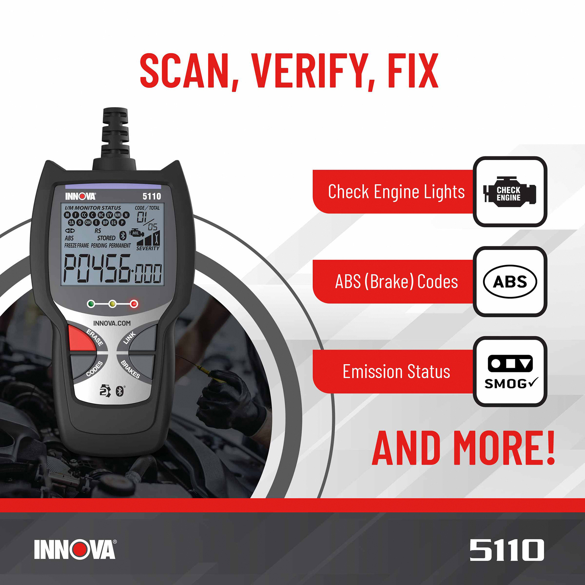 Innova CarScan Code Reader with ABS, Model# 5110 | Northern Tool