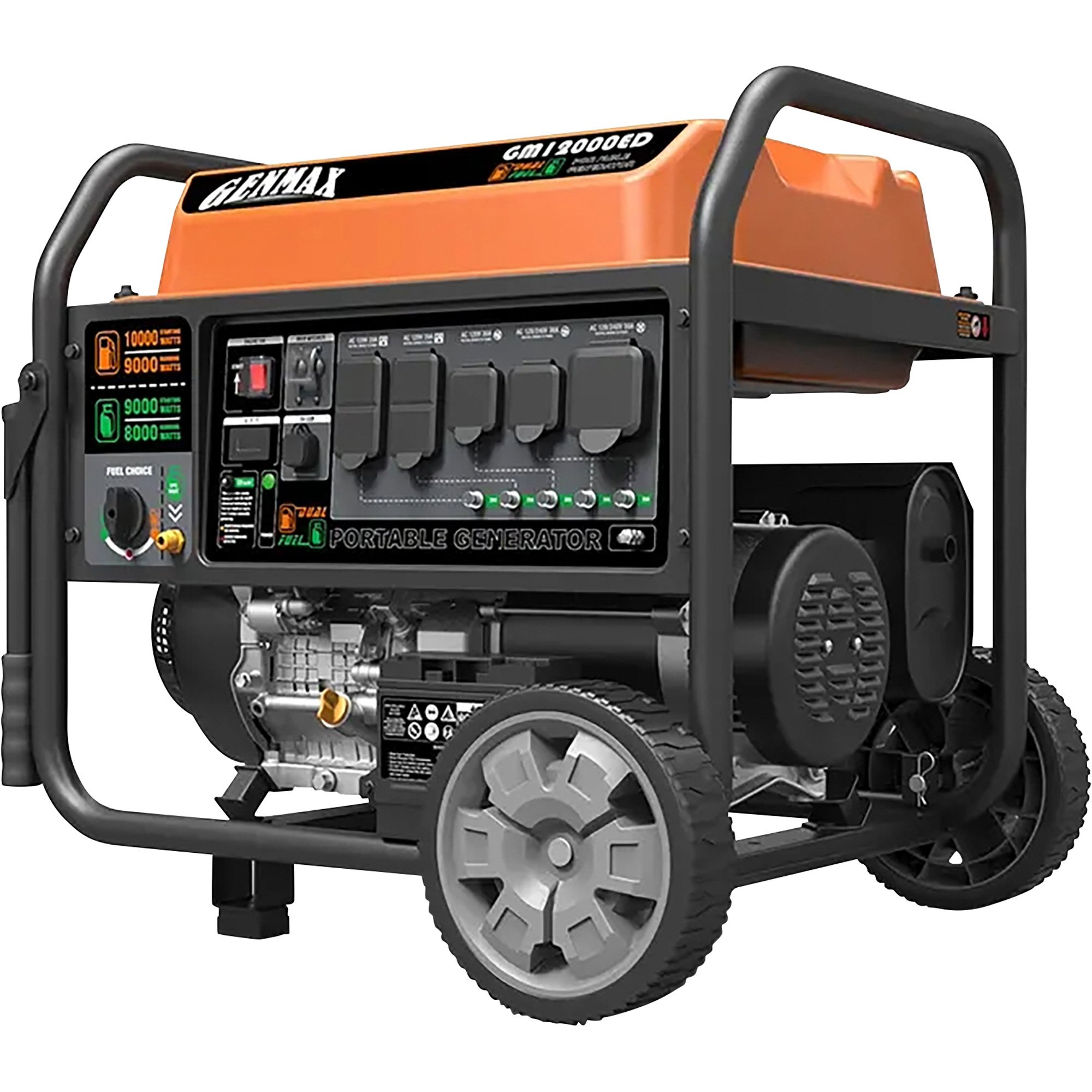 Akron GENMAX Dual-Fuel Generator, 8000 LP/9000 Gas, Rated Watts, 9000 ...