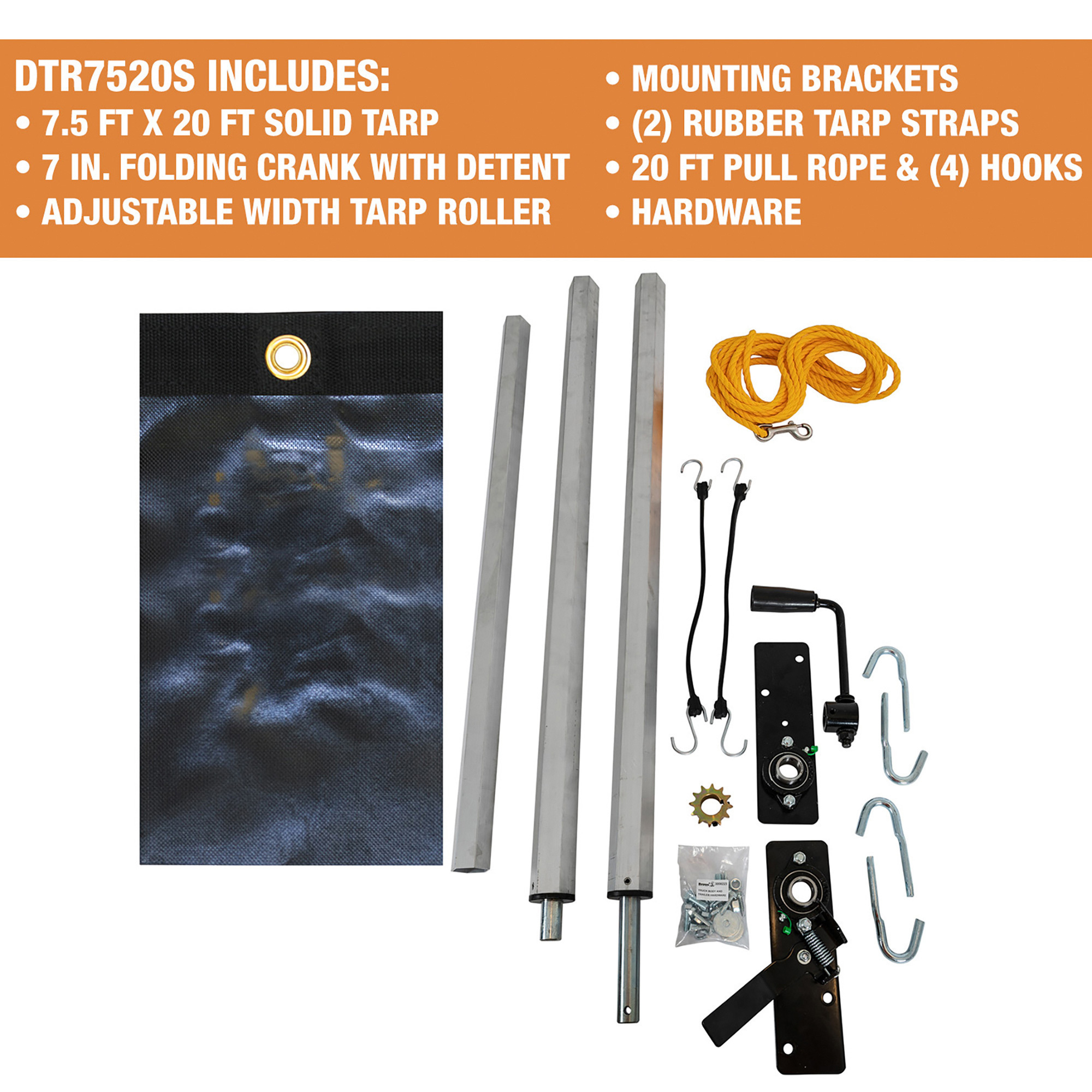 Buyers Products Dump Tarp Roller Kit — 7 1/2ft. x 20ft. Vinyl Tarp ...