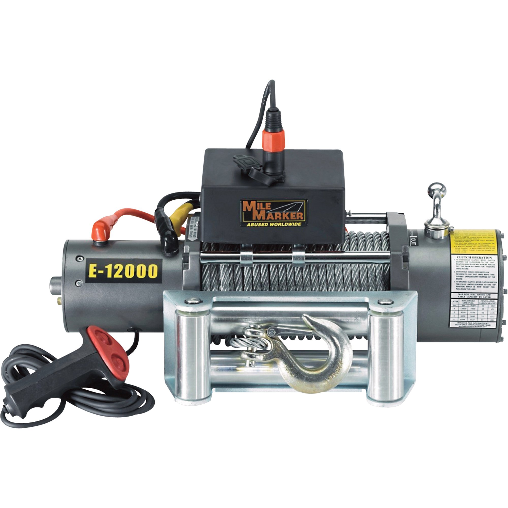 Mile Marker 12V DC Electric Winch — 12,000-Lb. Capacity, Model# E12000 ...