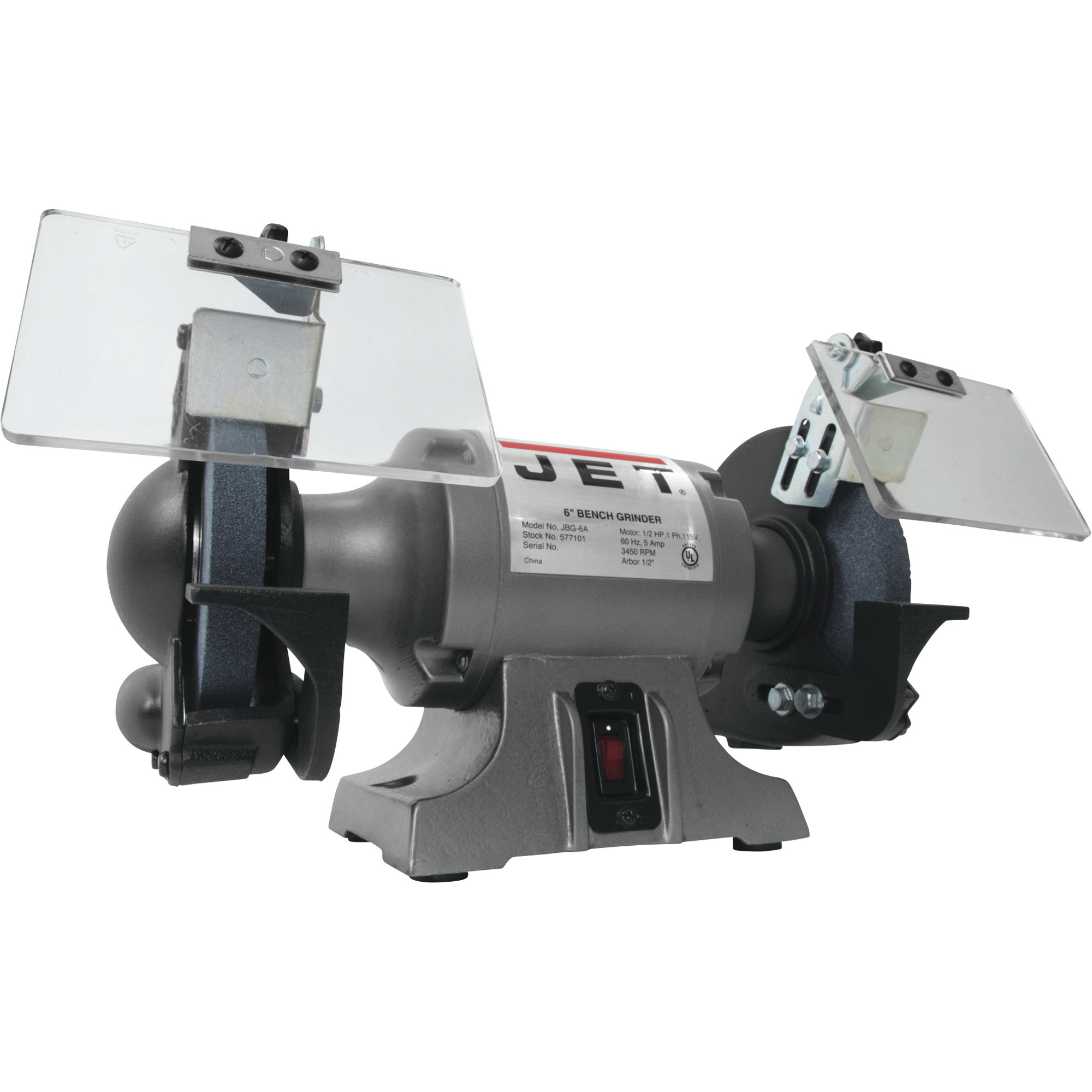 JET Industrial Benchtop Grinder, 6in., 1/2 HP, 3450 RPM, Model# JBG-6A ...