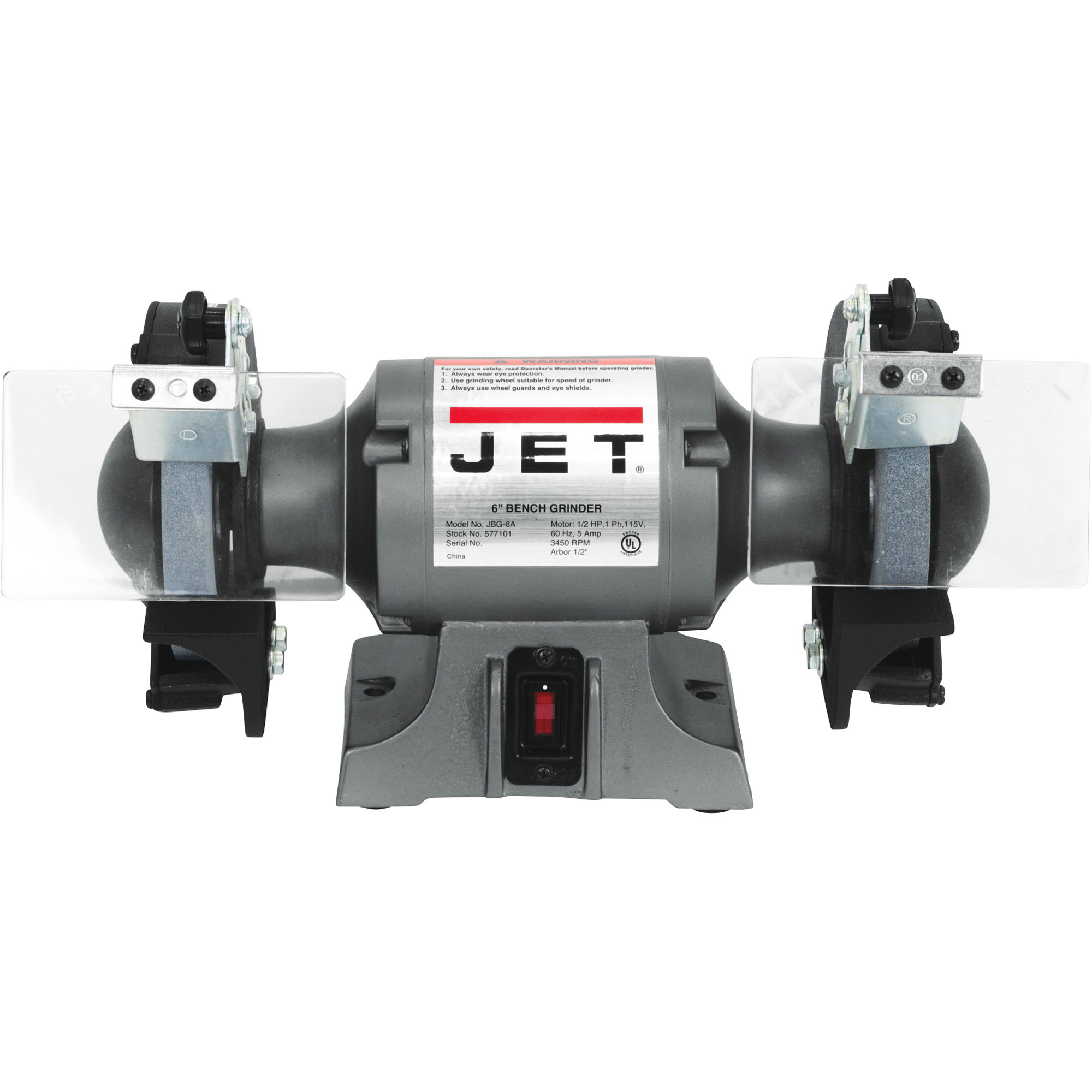 JET Industrial Benchtop Grinder, 6in., 1/2 HP, 3450 RPM, Model# JBG-6A ...