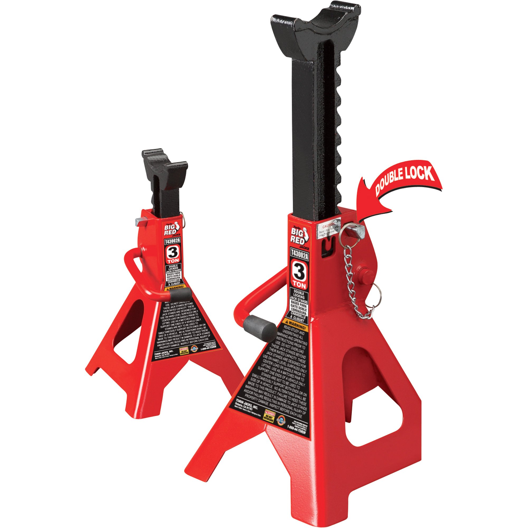 Torin Double Locking Ratchet Action Jack Stands — 3 Ton Capacity, Model ...