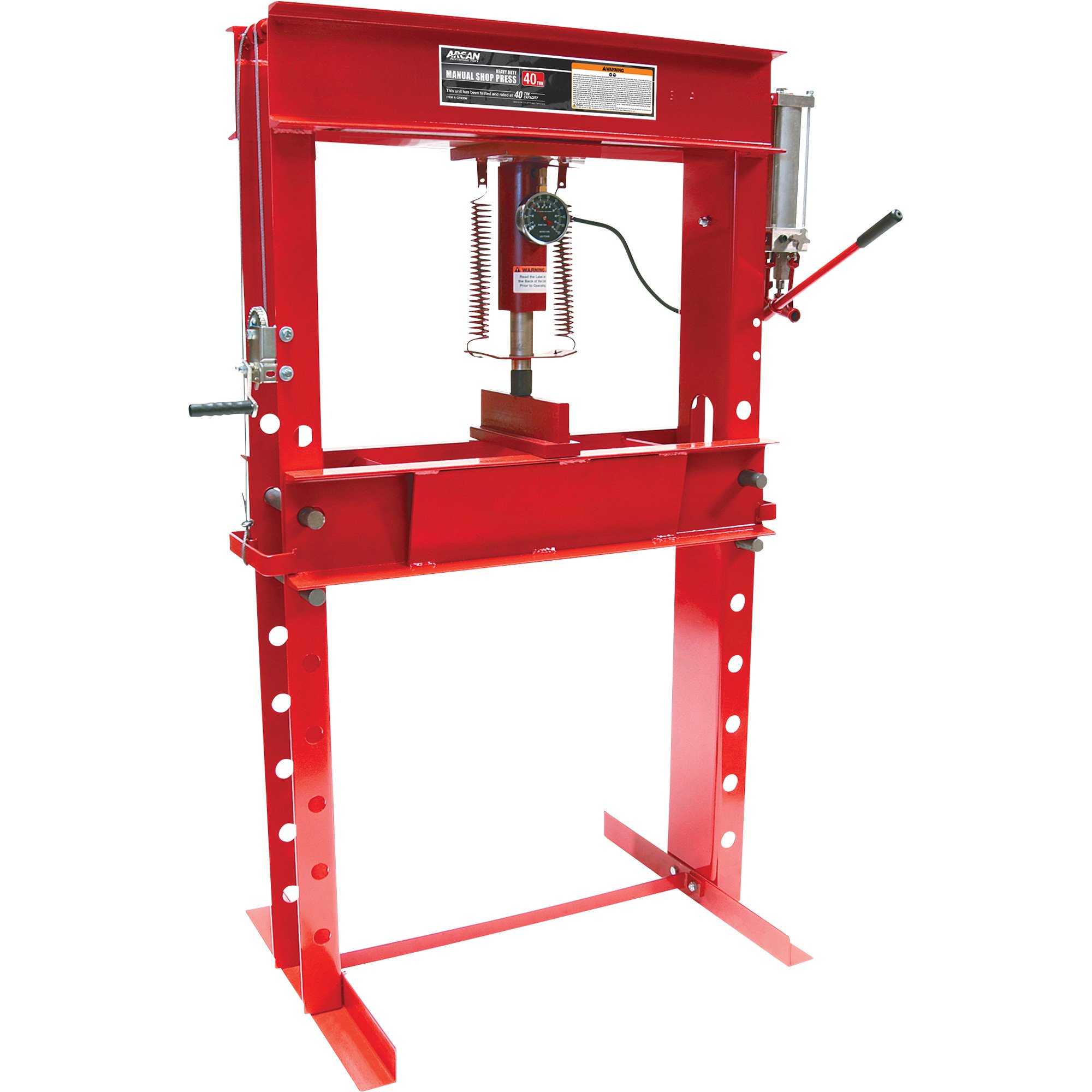 Arcan 40-Ton Pneumatic Shop Press with Press Bed Winch, Sliding Head ...