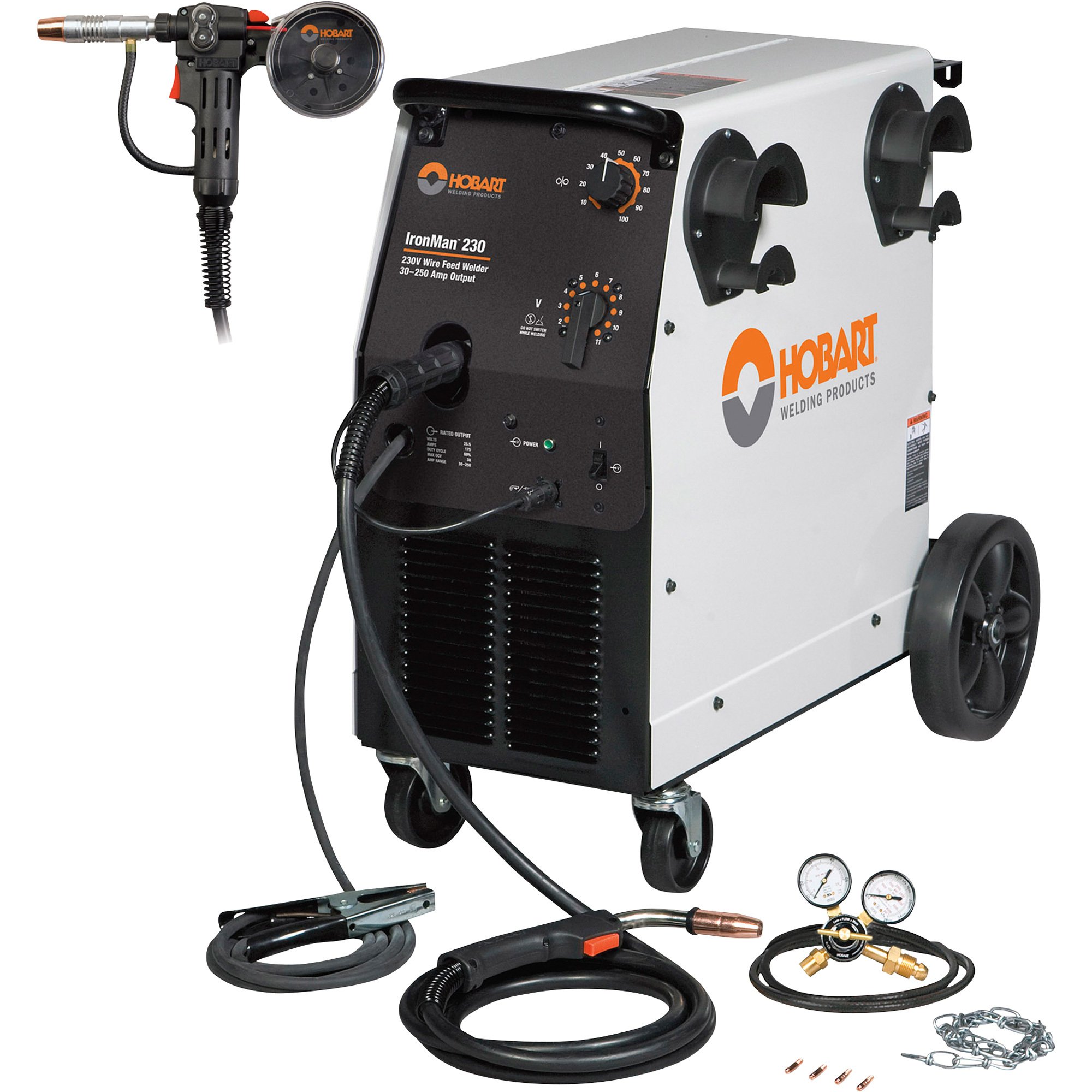 Hobart IronMan 230 Flux-Cored/MIG Welder with DP3545-20 Spool Gun and ...