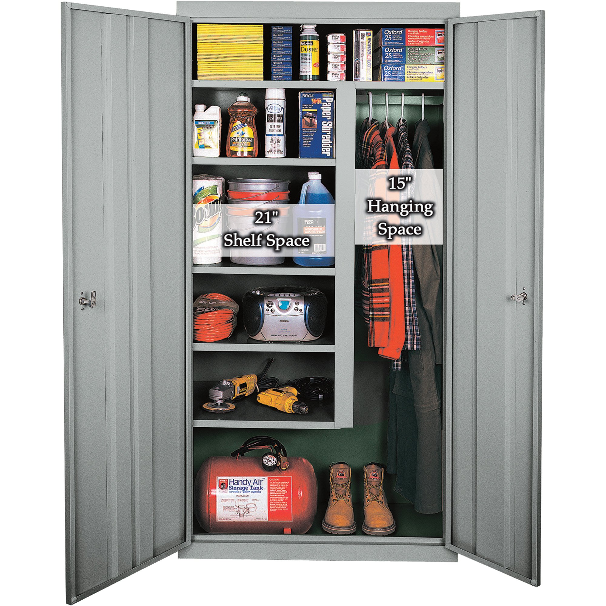 Best Metal Cabinets Janitor Storage Cabinet — 30in.W x 72in.H, Red ...
