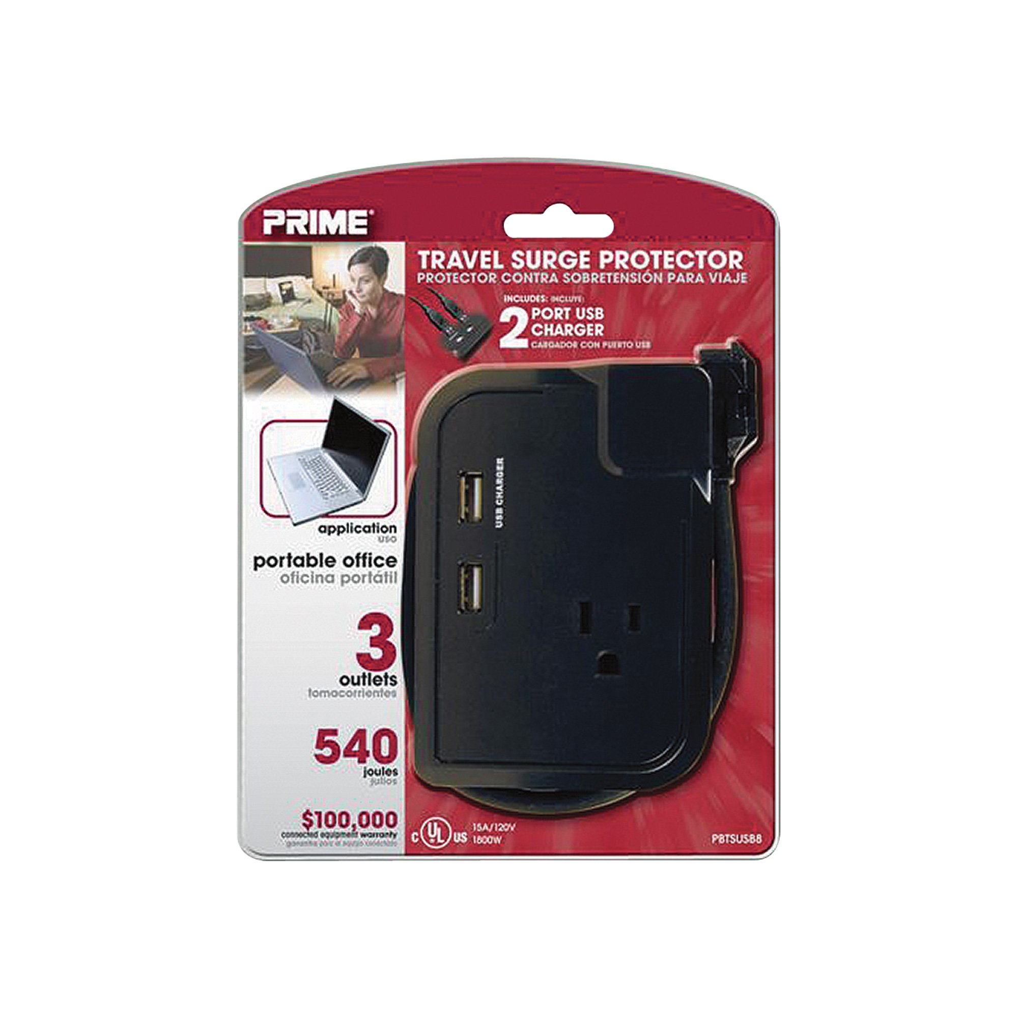 Prime Wire & Cable Travel Surge Protector, Model# PBTSUSB3 | Northern Tool