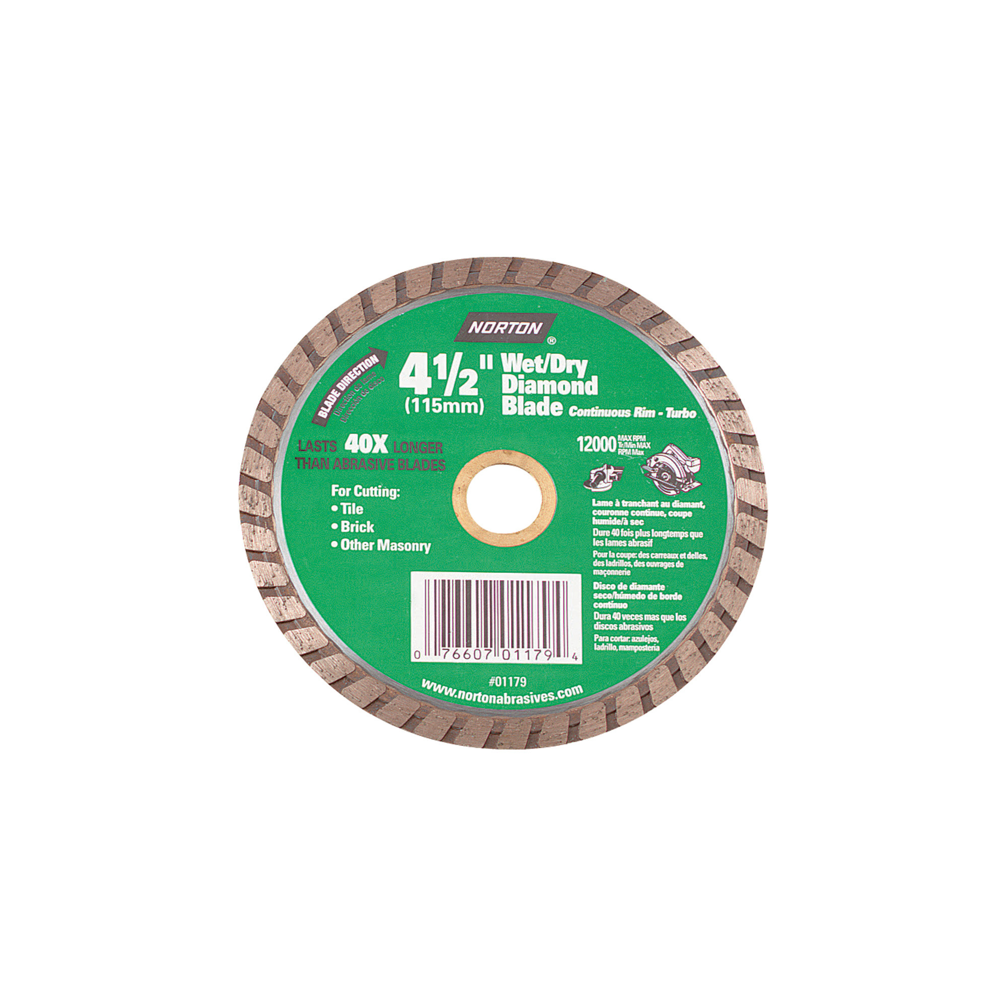 Norton Clipper Classic Dry-Cutting Blade, 4.5in. Dia, Diamond, Model ...