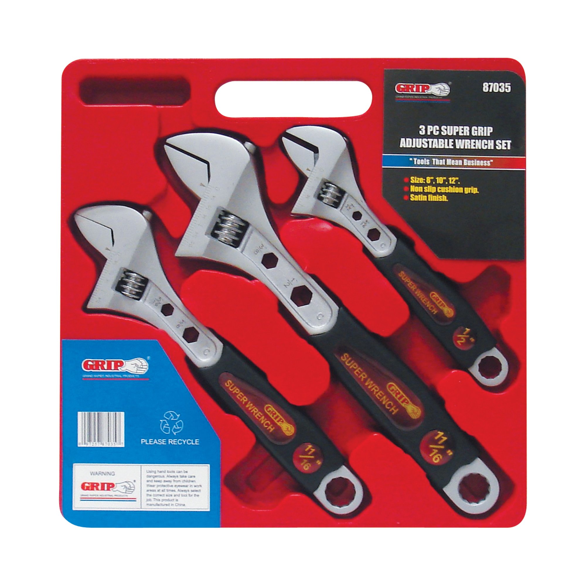 Grip On Adjustable Wrenches — 3-Pc. Set | Northern Tool