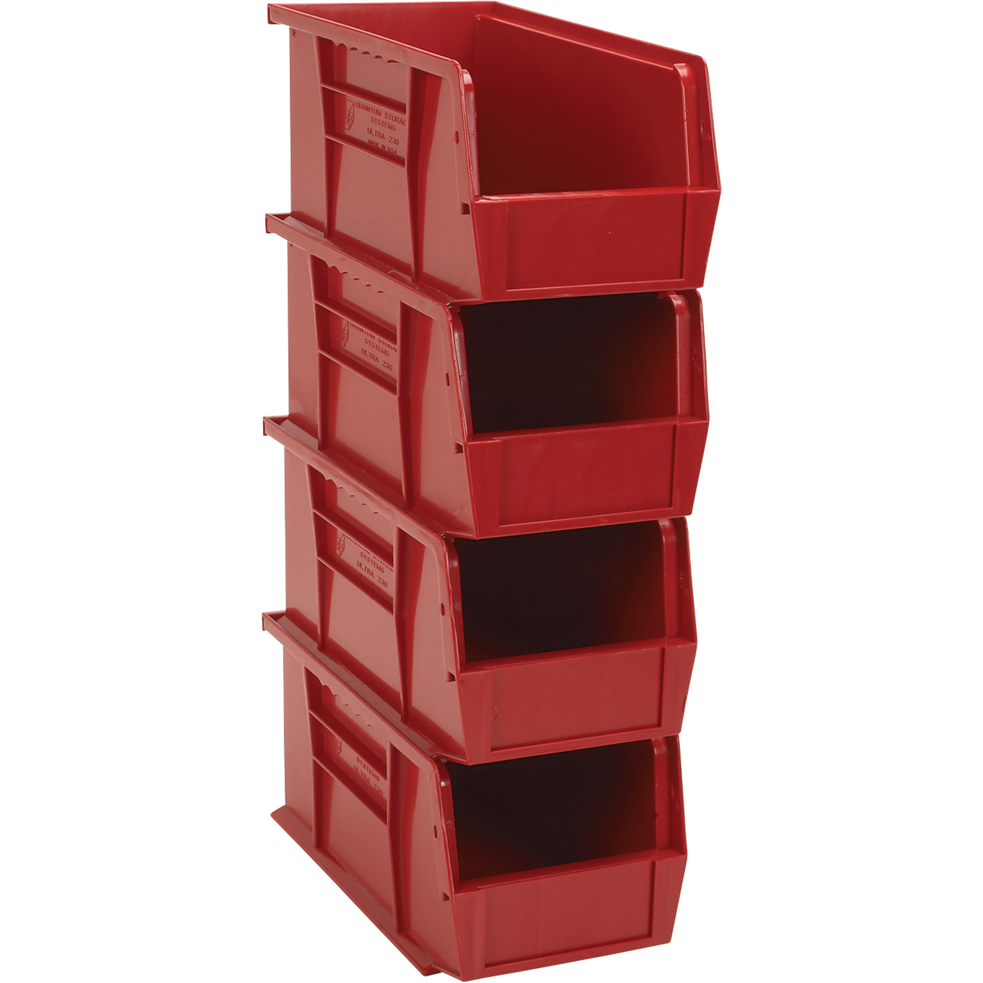 Quantum Heavy-Duty Storage Bins, 4-Pk., Red, 10 7/8in.L x 5 1/2in.W x ...