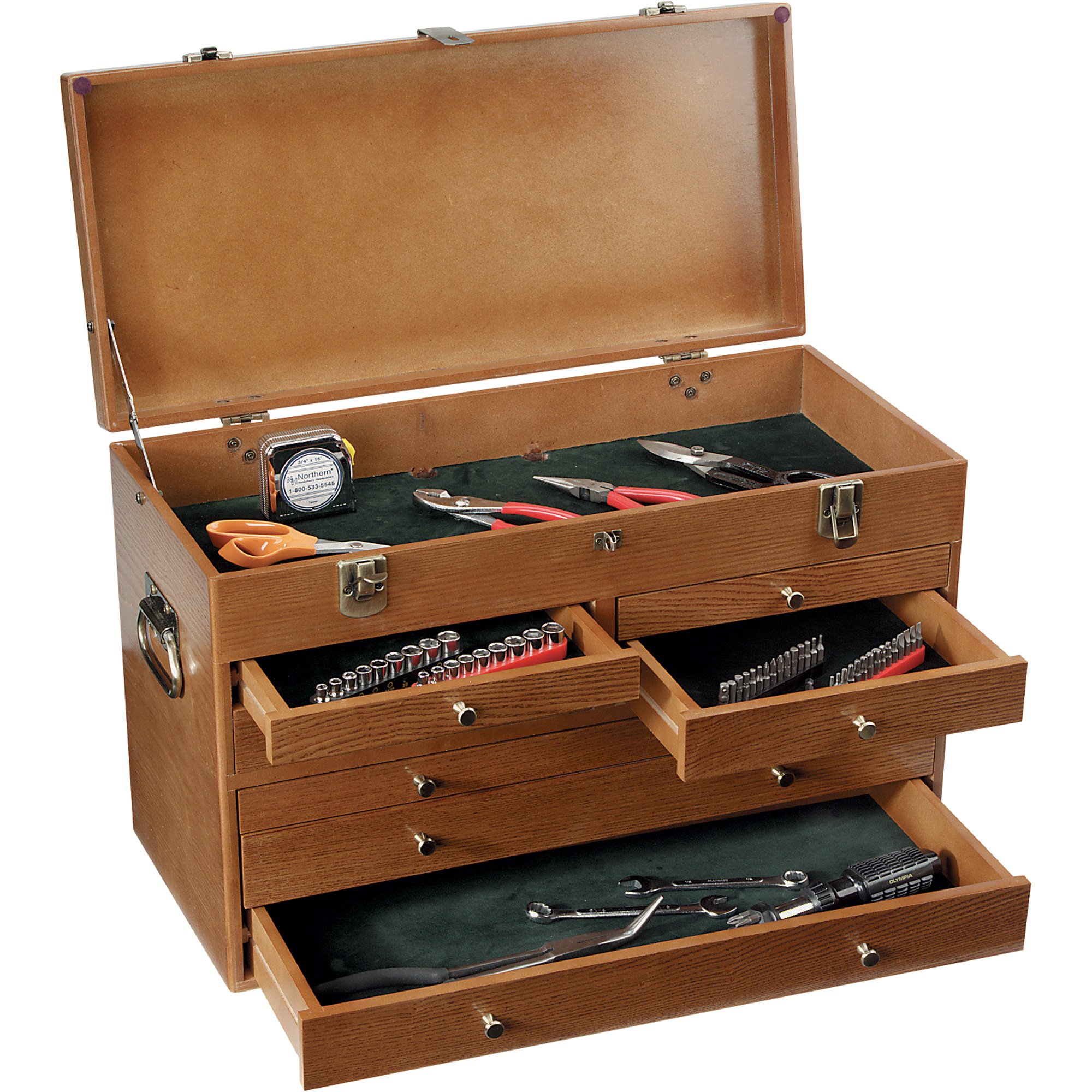 Oak Veneer Utility Box is Lockable | Northern Tool