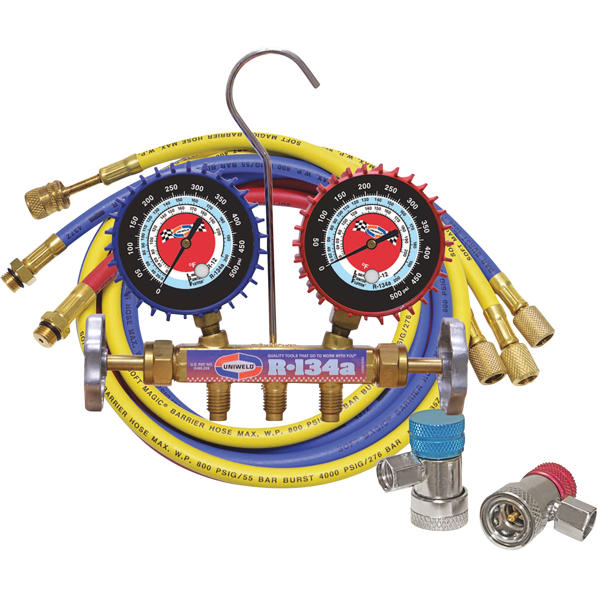 2-Valve Uniweld R134A Solid Brass Manifold with Gauges | Northern Tool