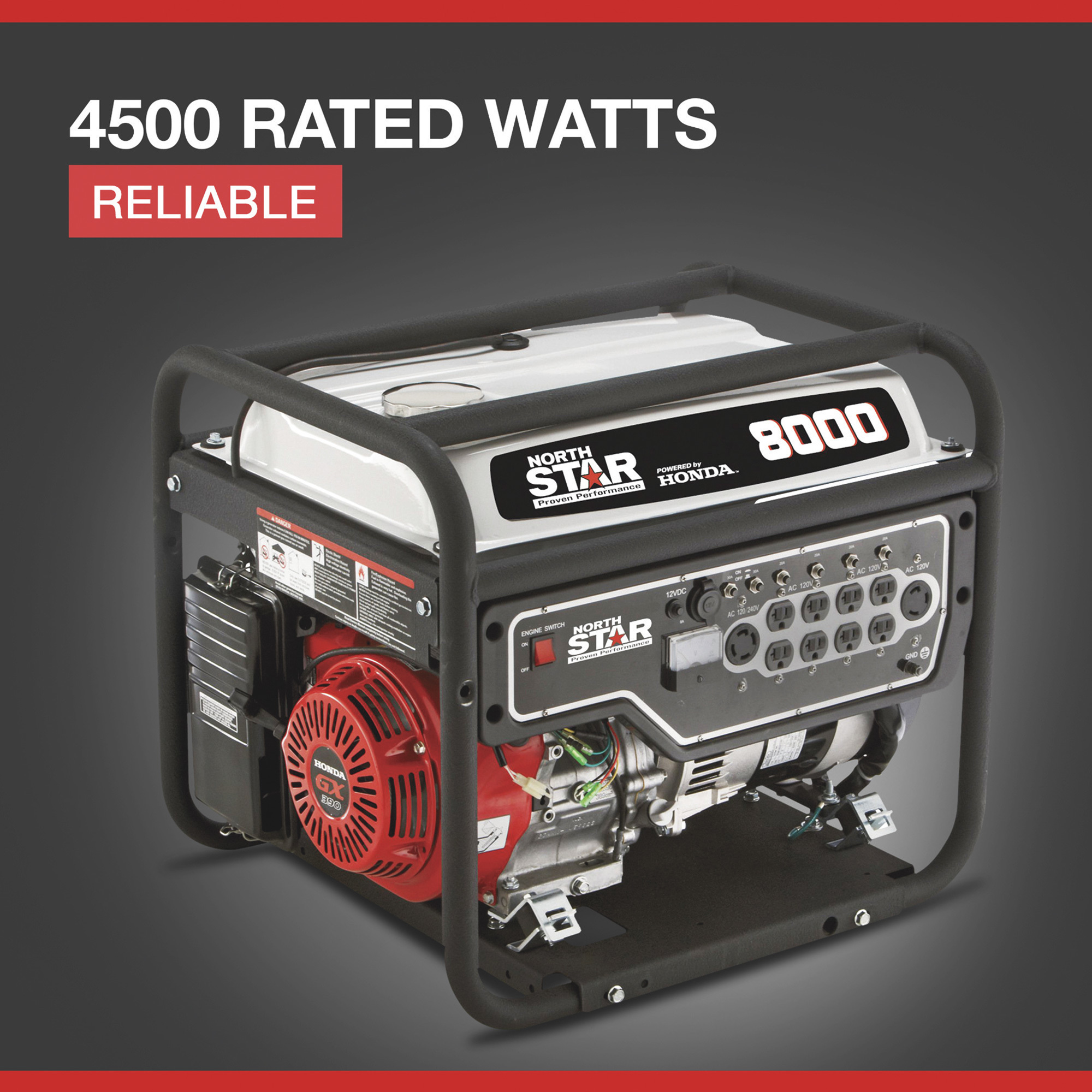 NorthStar Portable Generator with Honda GX390 Engine, 8000 Surge Watts ...