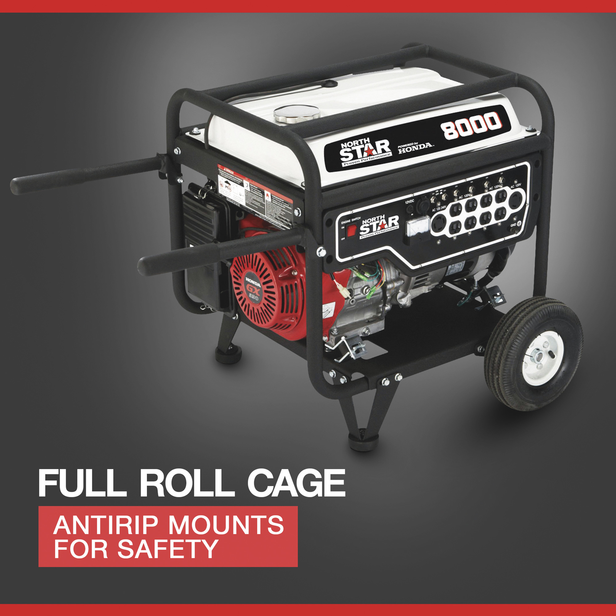NorthStar Portable Generator with Honda GX390 Engine, 8000 Surge Watts ...