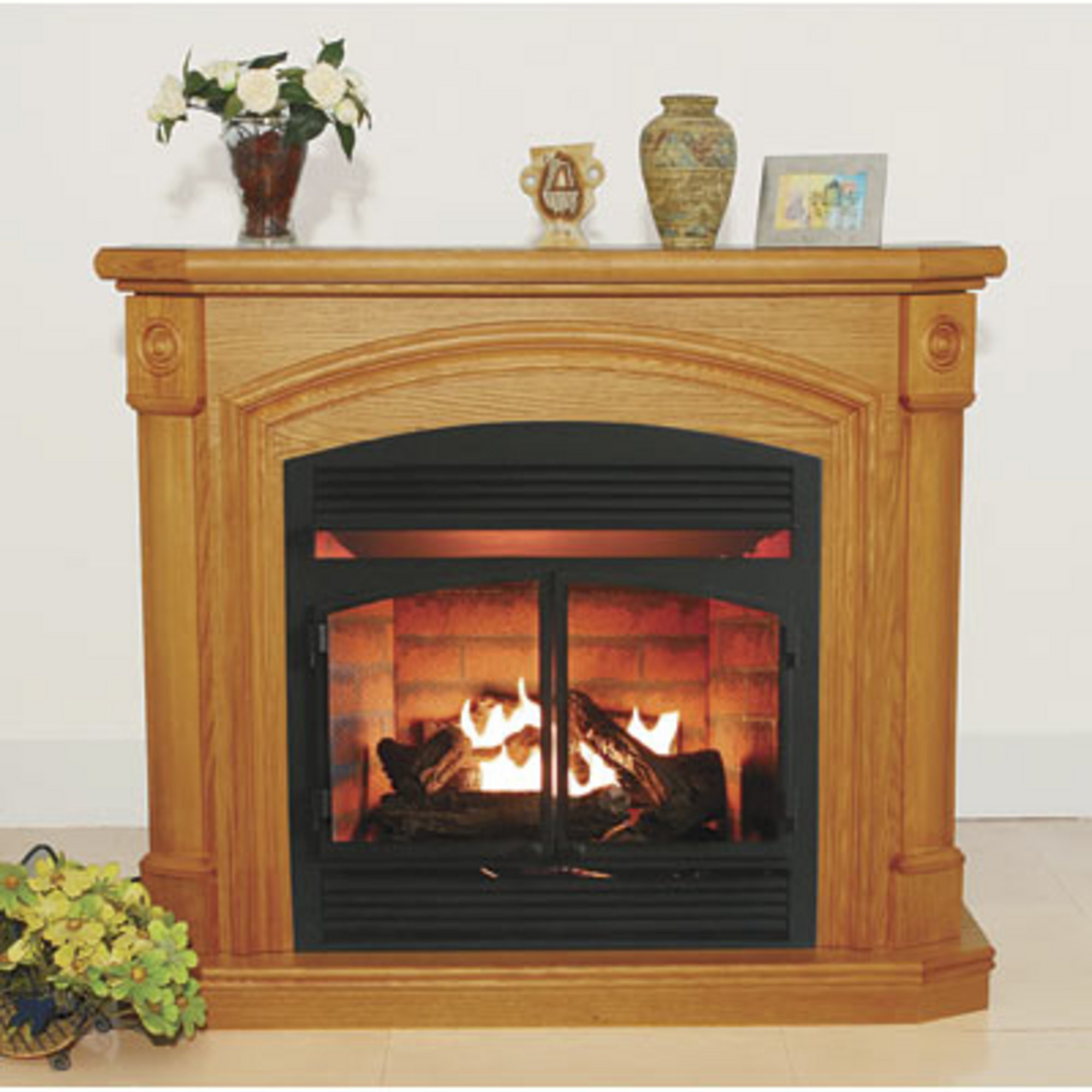 ProCom Full-Size Vent-Free Propane Fireplace — 40,000 BTU, Oak ...