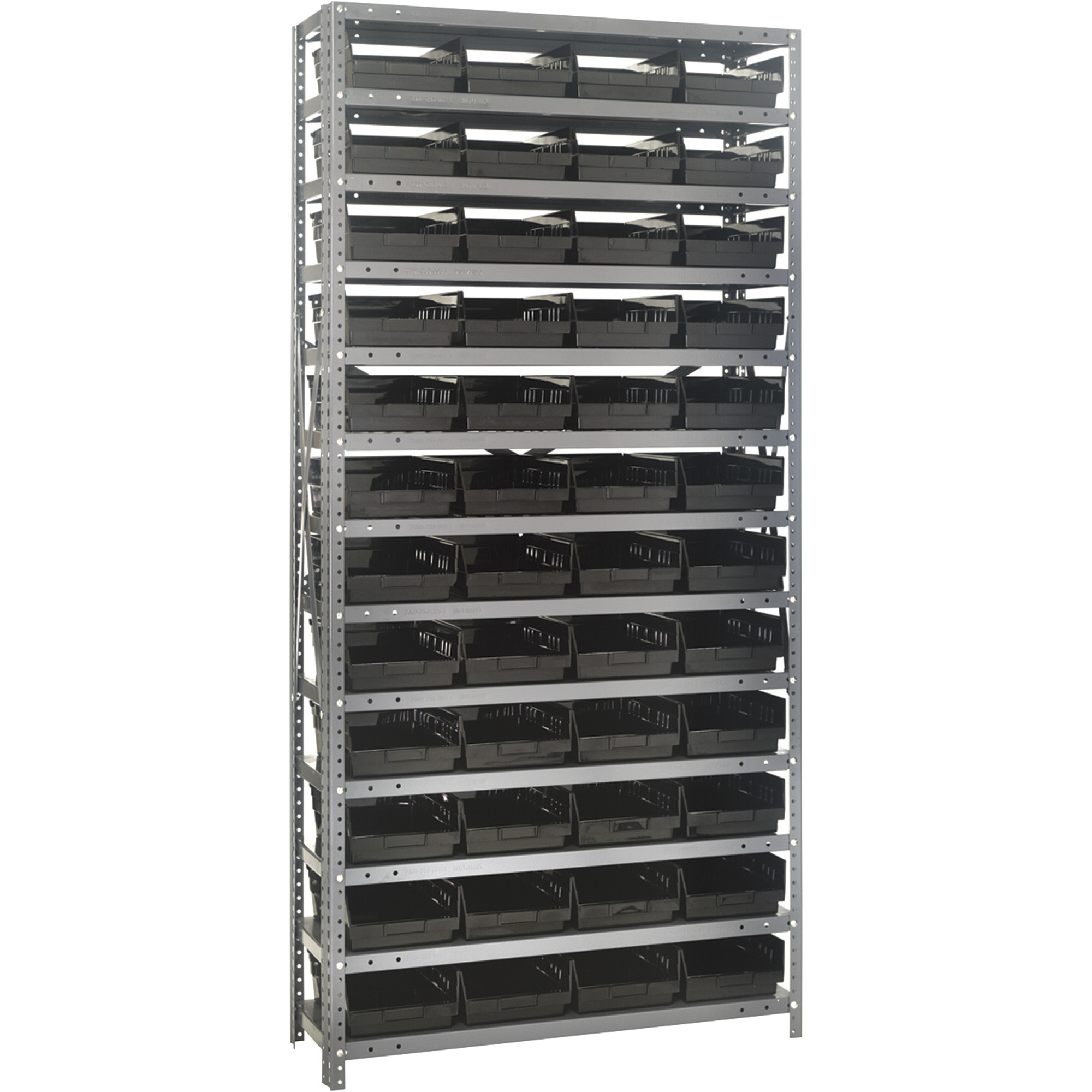 Quantum Storage Single Side Metal Shelving Unit With 48 Bins, 12in. x ...
