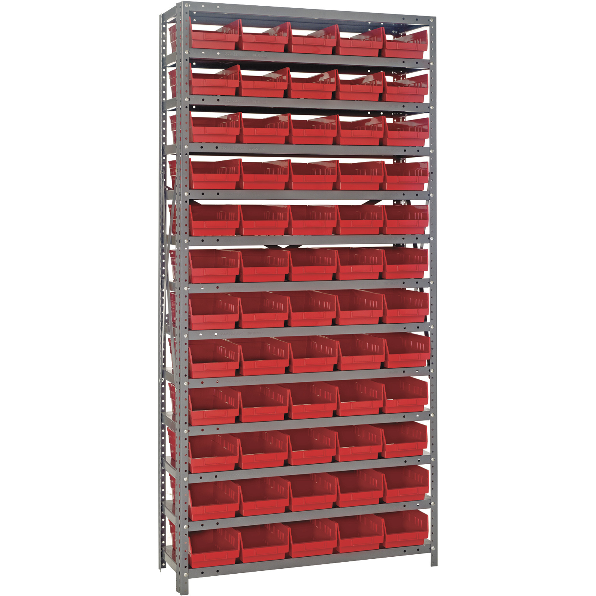 Quantum Storage Single Side Metal Shelving Unit With 60 Bins, 18in. x ...