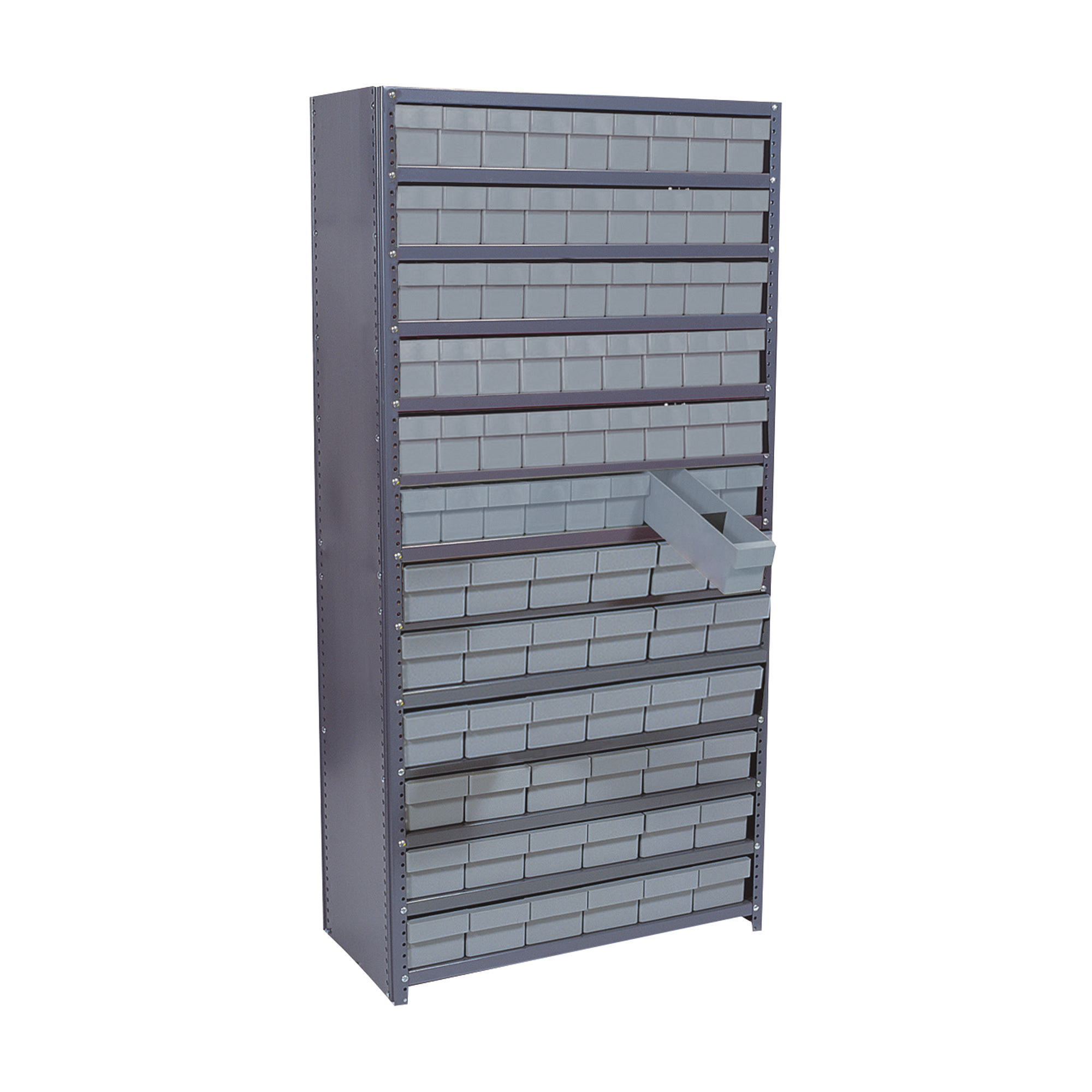 Quantum Storage Enclosed Metal Shelving Unit with 90 Super Tuff Drawers ...