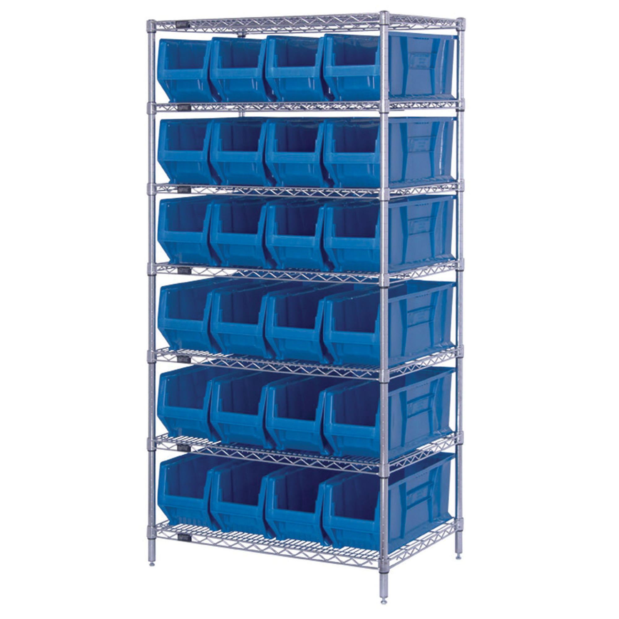 Quantum Storage Single Side Metal Shelving Unit with 24 Hulk Bins, 24in ...
