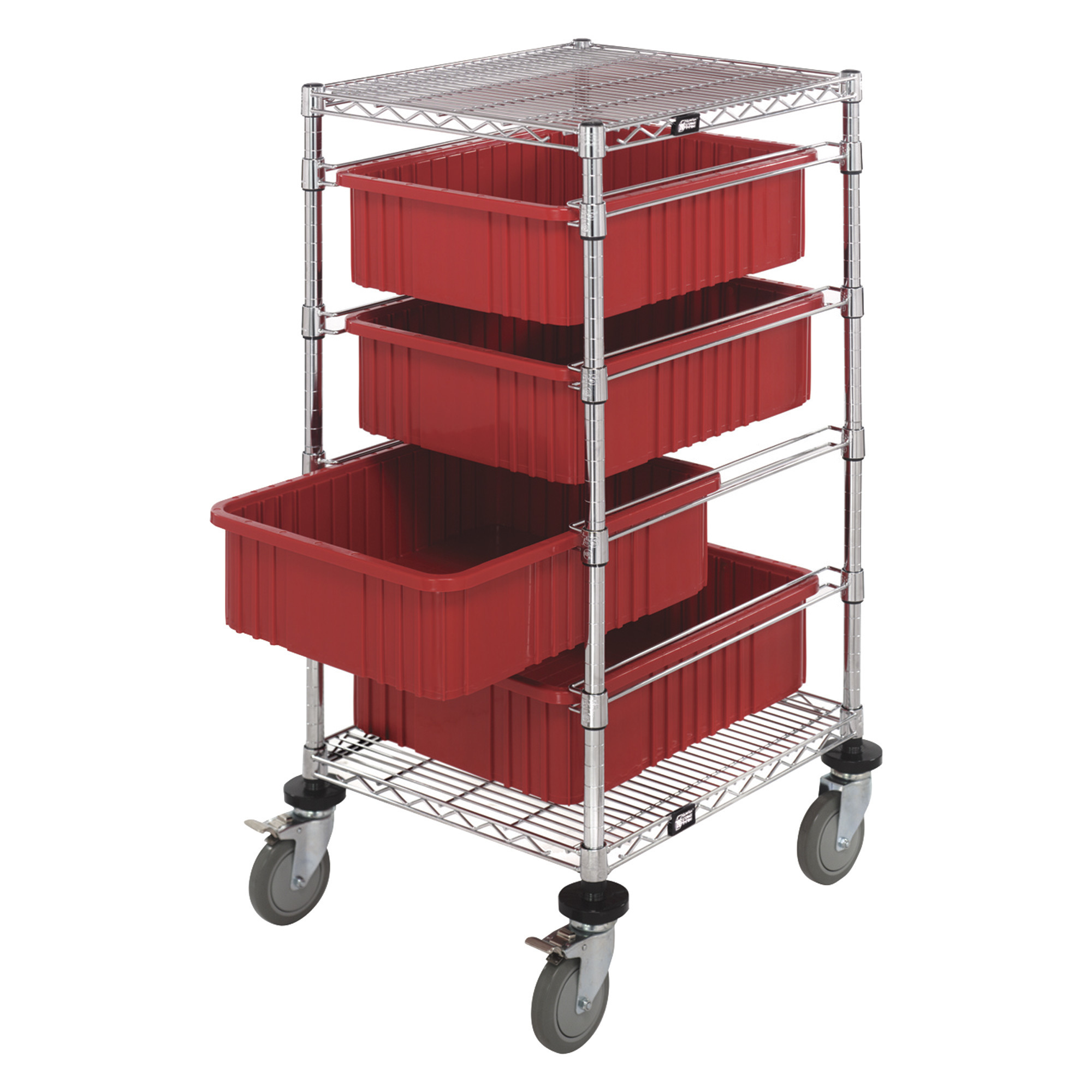 Quantum Storage Bin Cart with Dividable Grids, 24in.L x 21in.W x 45in.H ...