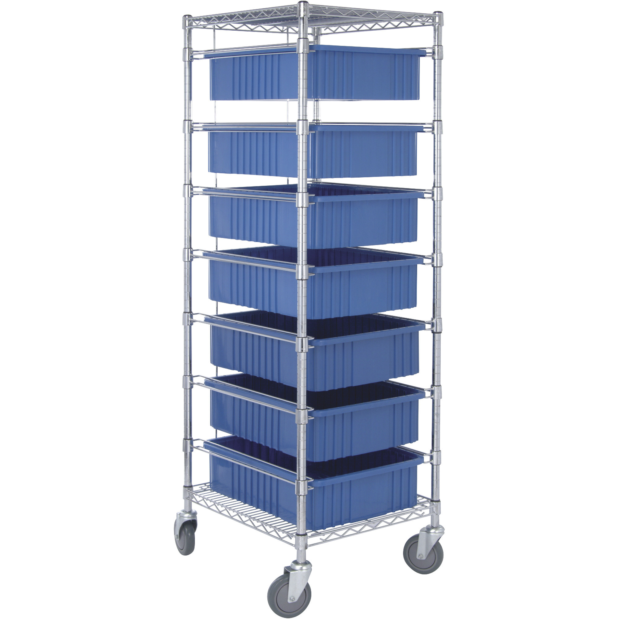 Quantum Storage Bin Cart with Dividable Grids, 24in.L x 21in.W x 69in.H ...