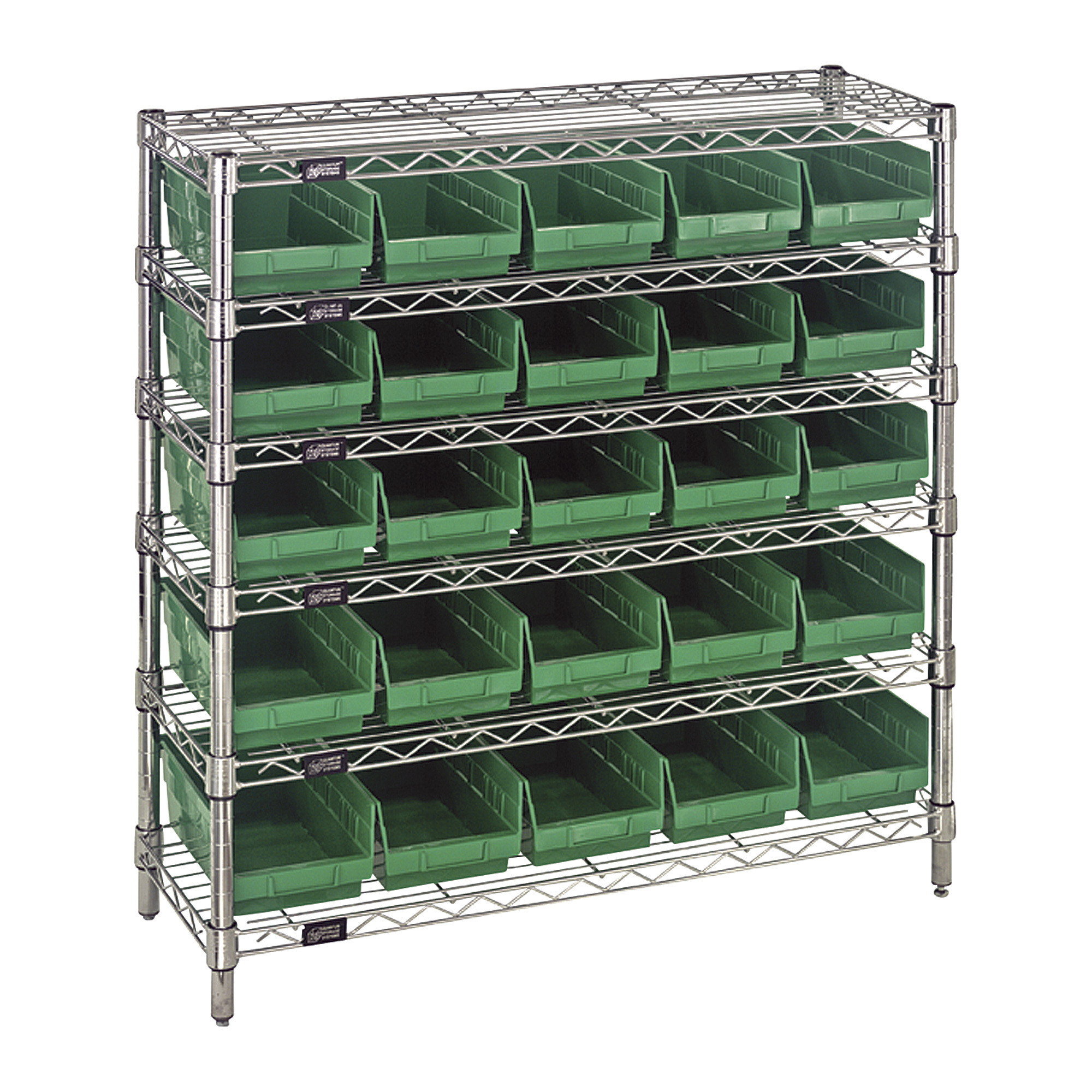Quantum Storage Chrome Wire Shelving Unit With 25 Bins, 12in.D x 36in.W ...