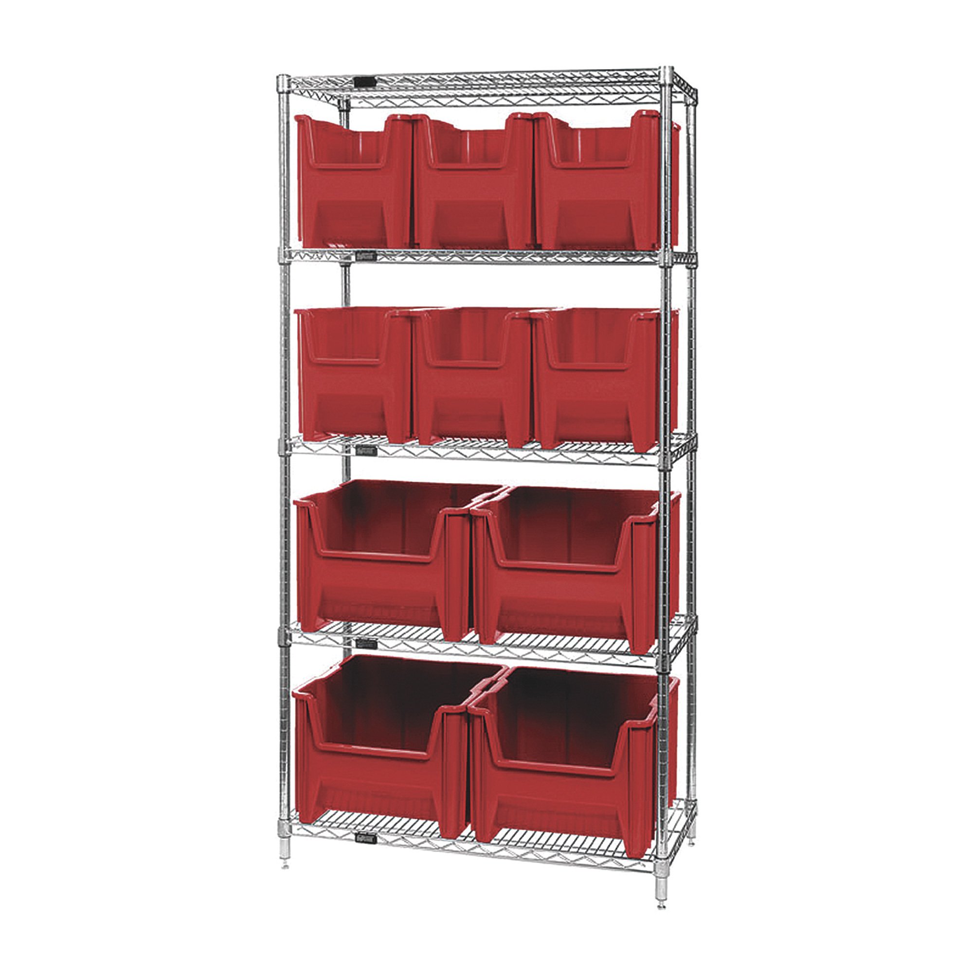 Quantum Storage 10-Bin Chrome Wire Shelf Bin System — 18in.L x 36in.W x ...